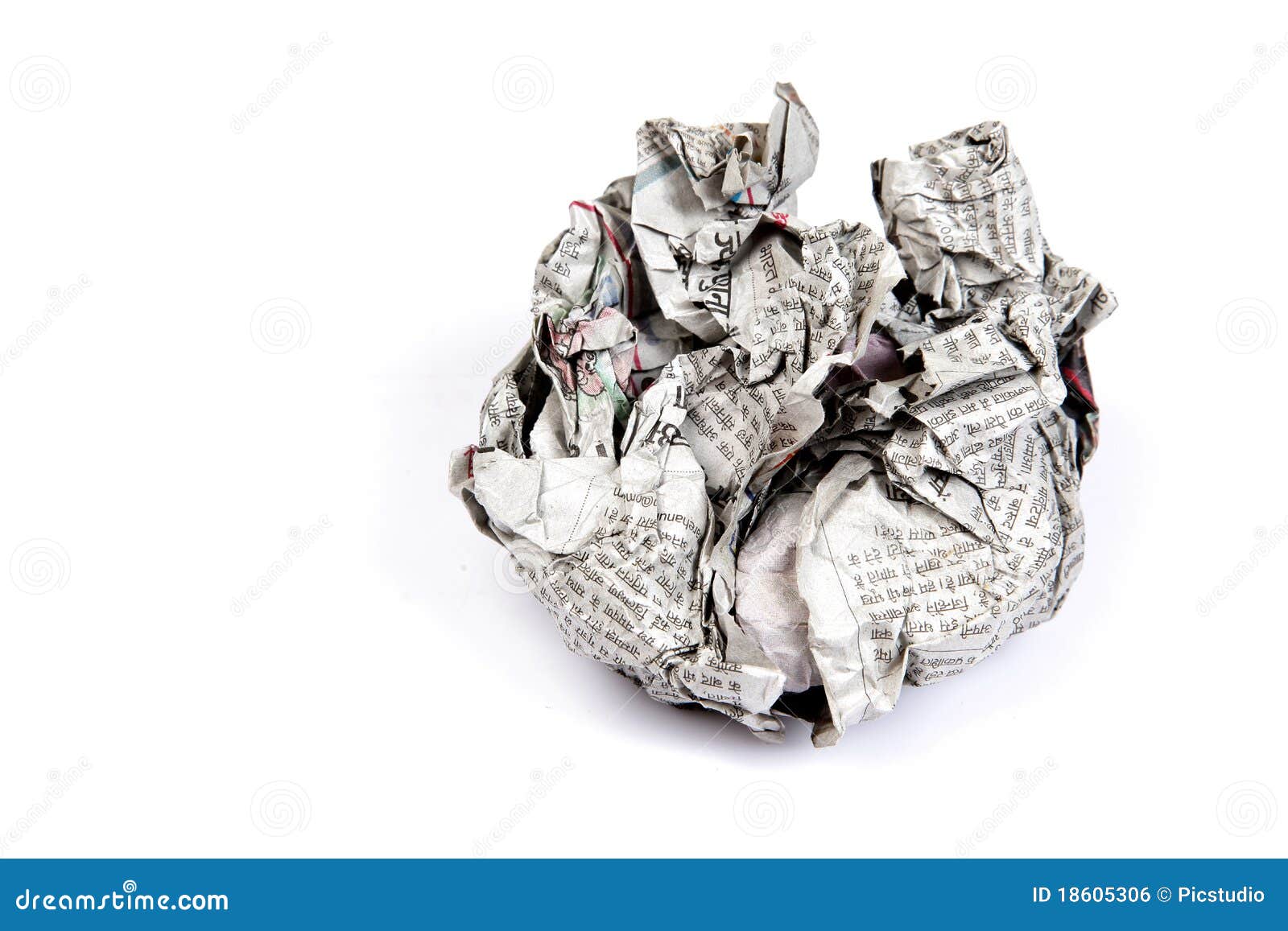 Crumpled Newspaper Paper Ball Isolated White Background Trahs Waste ...