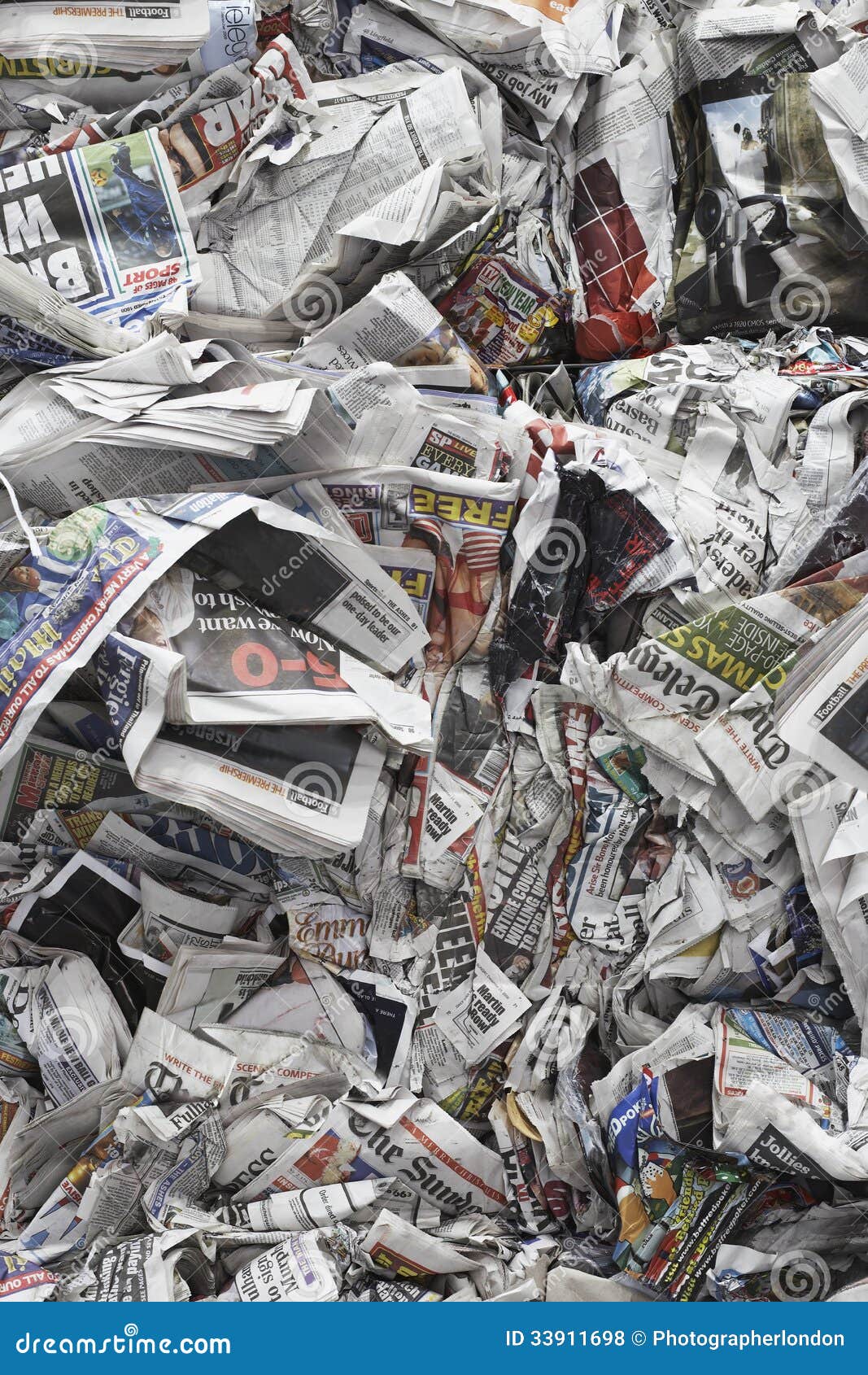 Crumpled Newspapers editorial stock photo. Image of junkyard - 33911698