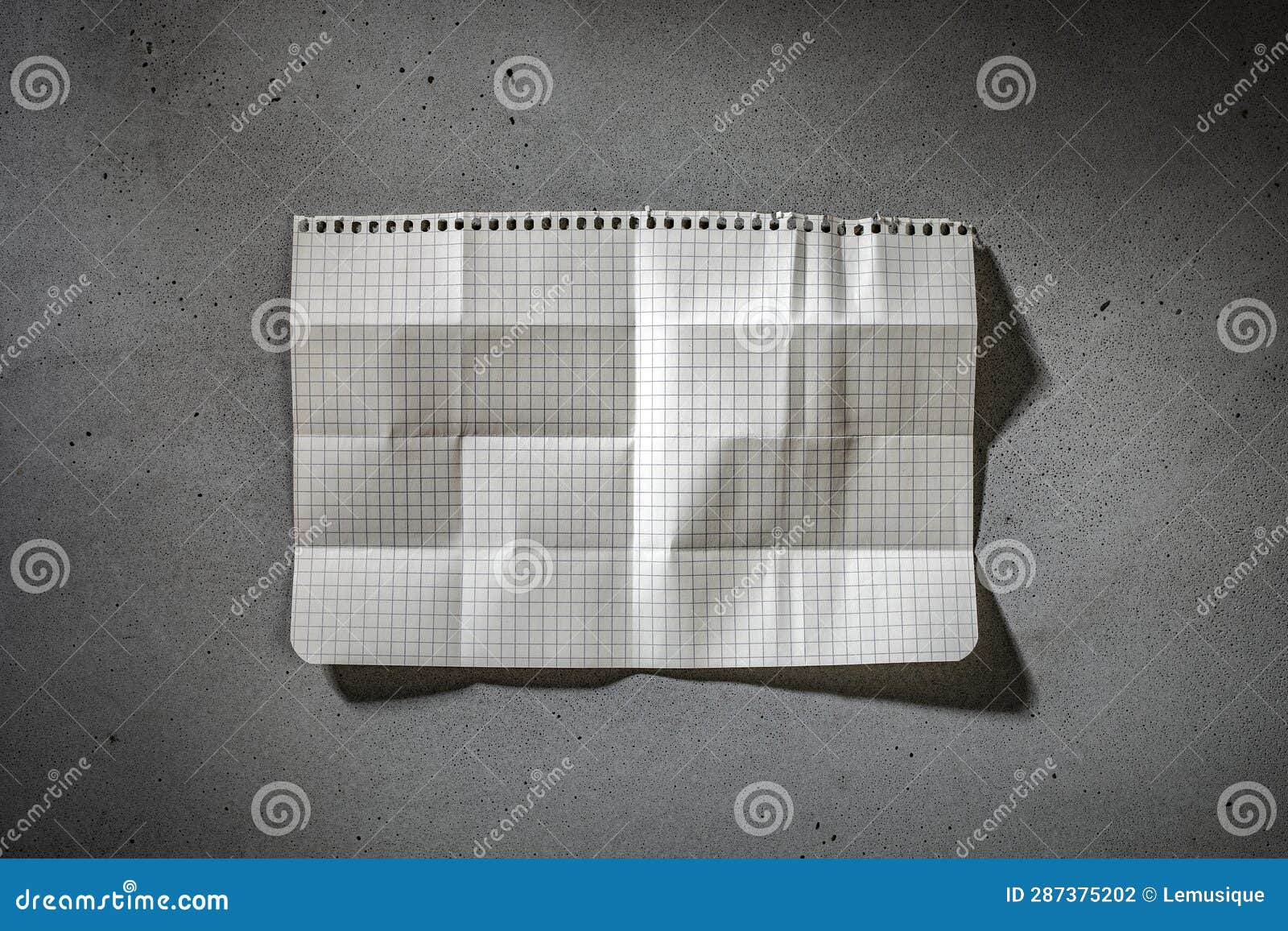 Crumpled Notebook Paper Page on Dark Concrete Backdrop Surface. Paper ...