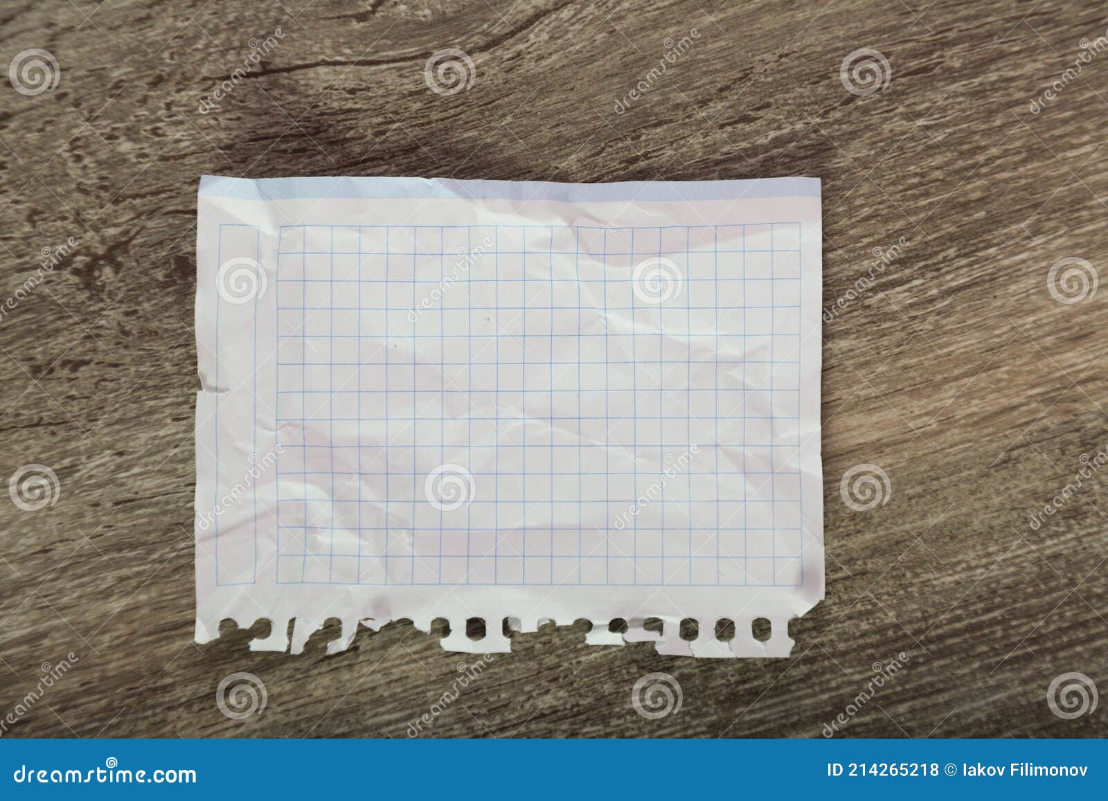 Crumpled notebook sheet stock photo. Image of upside - 214265218