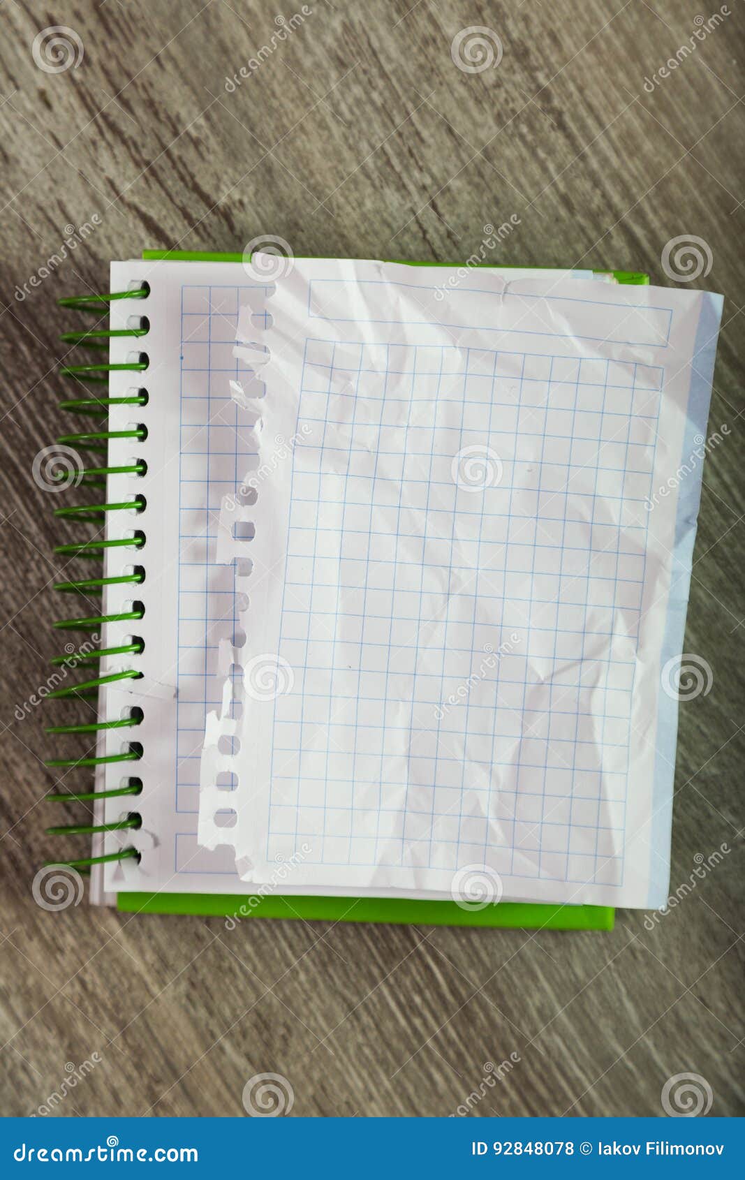 Crumpled page on notebook stock photo. Image of garbage - 92848078
