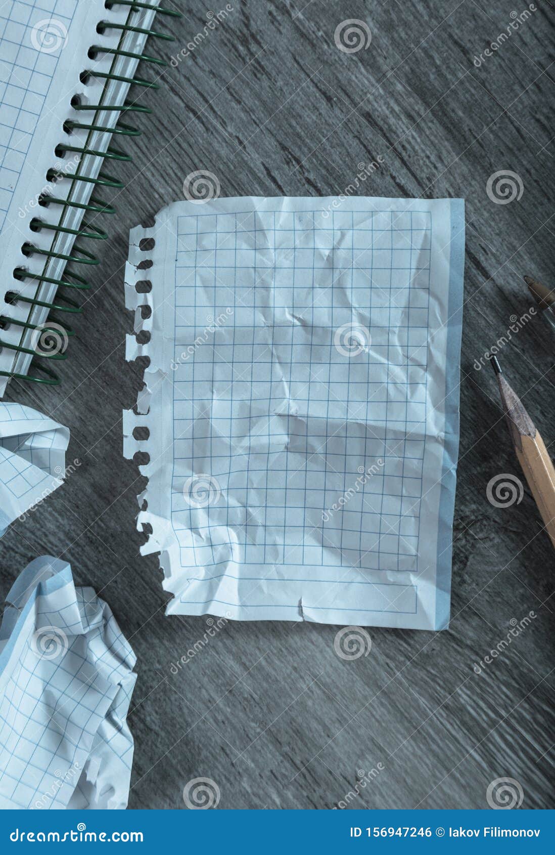 Crumpled Pages and Notebook Stock Photo - Image of list, letter: 156947246