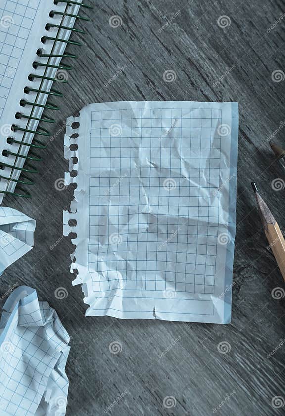 Crumpled Pages and Notebook Stock Photo - Image of list, letter: 156947246