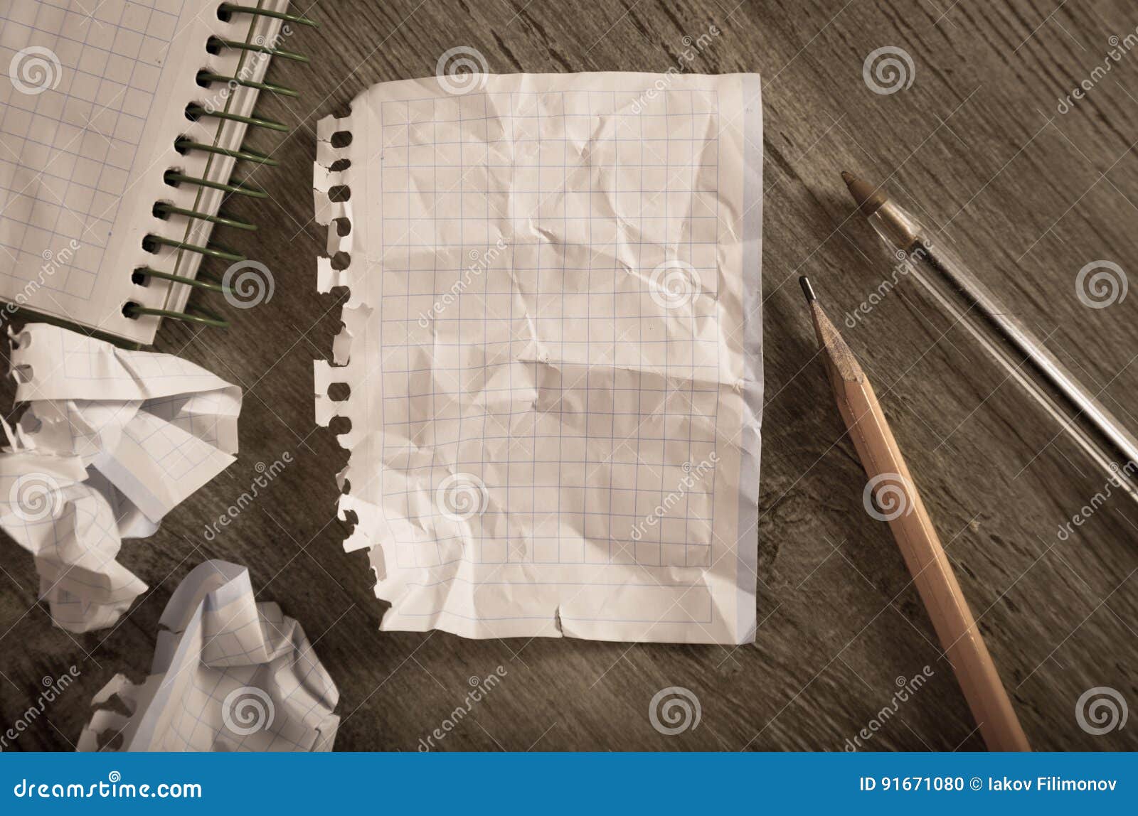 Crumpled Pages and Notebook Stock Photo - Image of clean, papers: 91671080