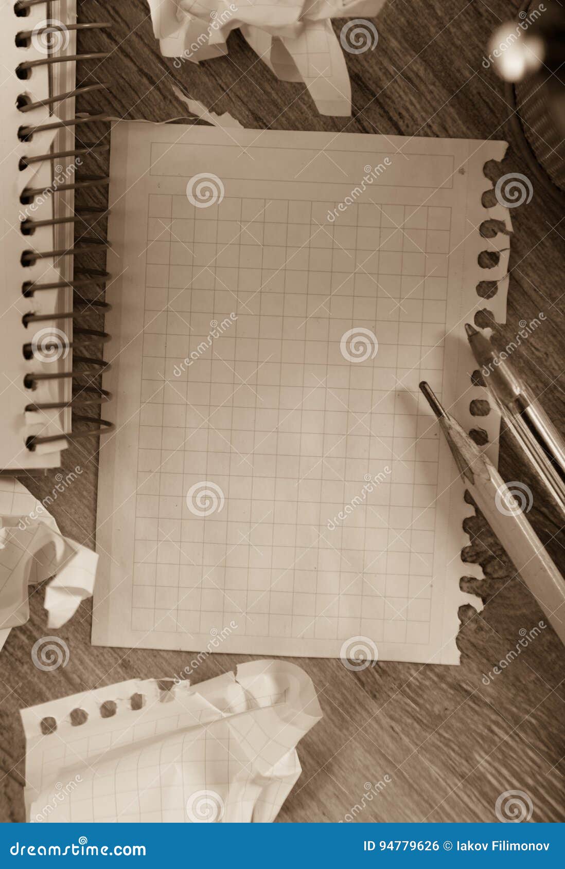 Crumpled Pages and Notebook Stock Photo - Image of idea, clean: 94779626