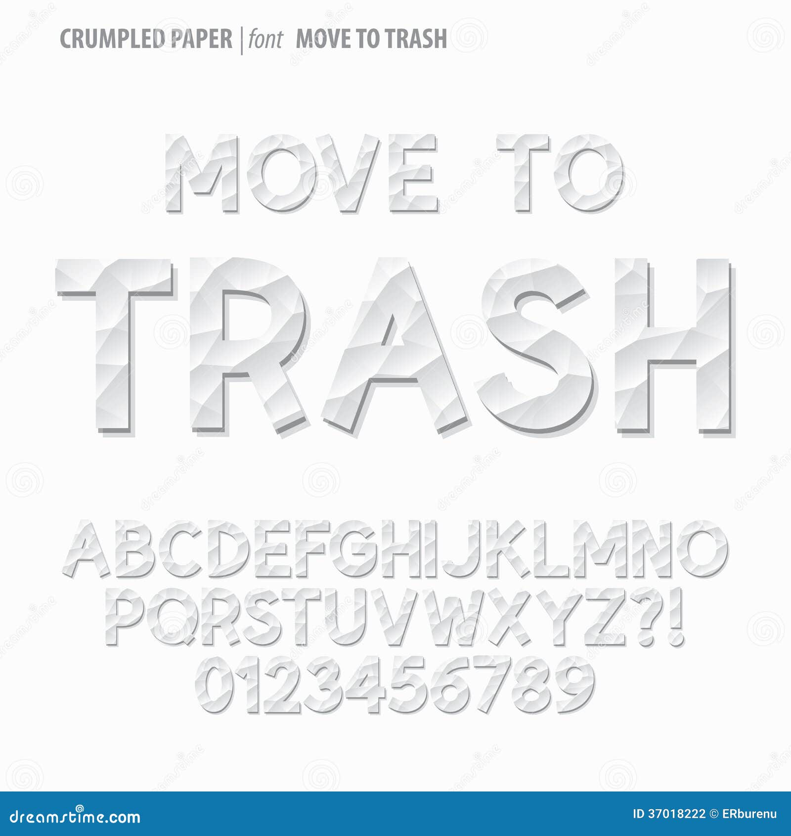 Crumpled Paper Alphabet and Digit Vector Stock Vector - Illustration of ...
