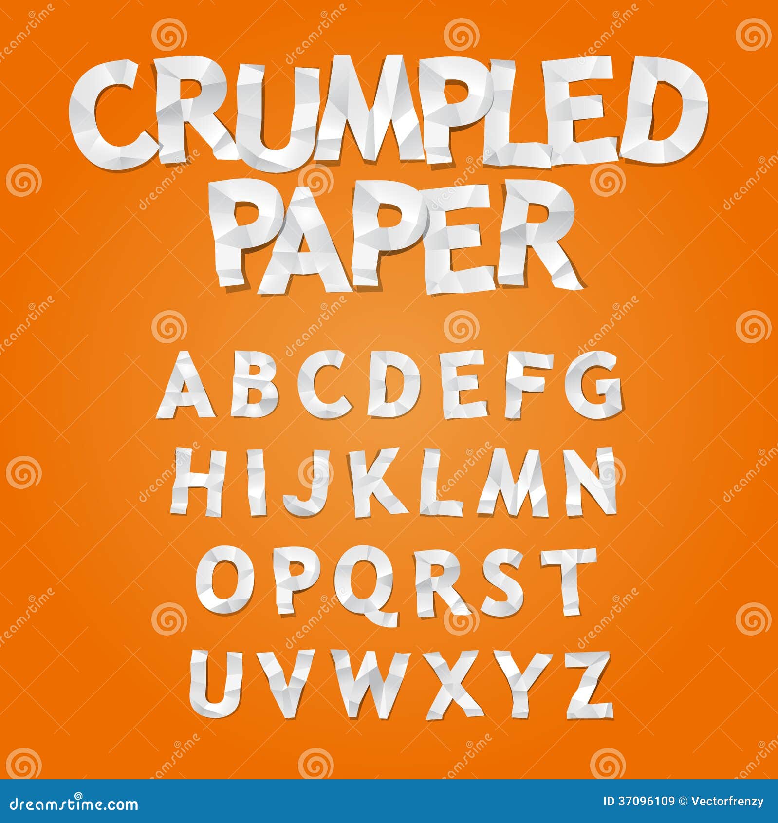 Crumpled Paper Alphabet stock vector. Illustration of shadow - 37096109