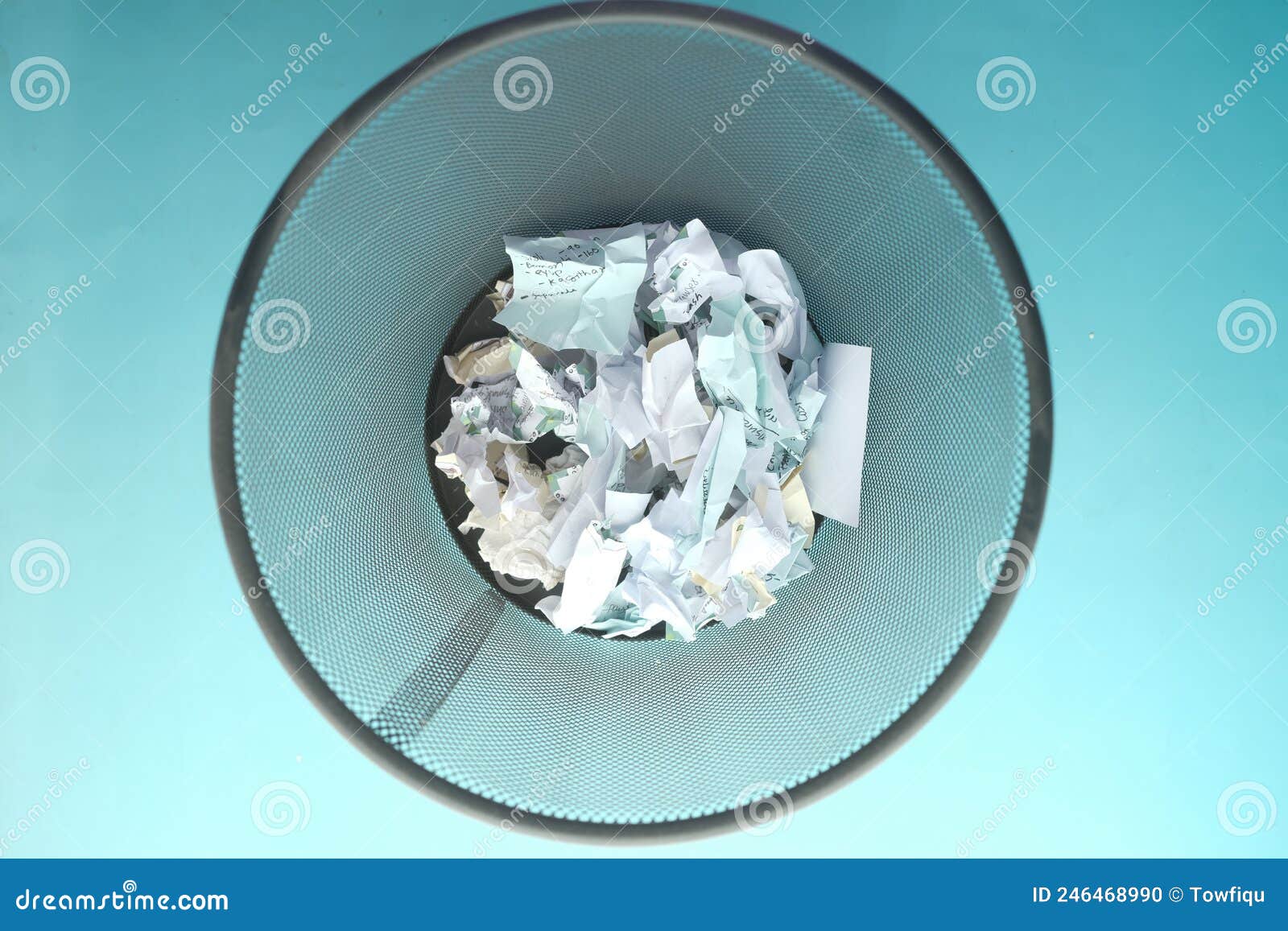 Crumpled Paper Ball in a Bin Top View Stock Photo - Image of decision ...
