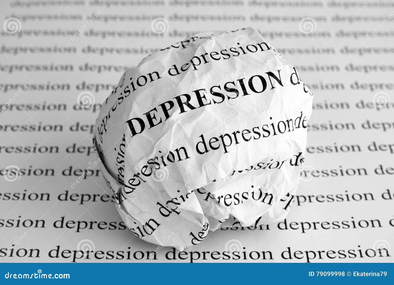 Crumpled Paper Ball with Words Depression Stock Photo - Image of word ...