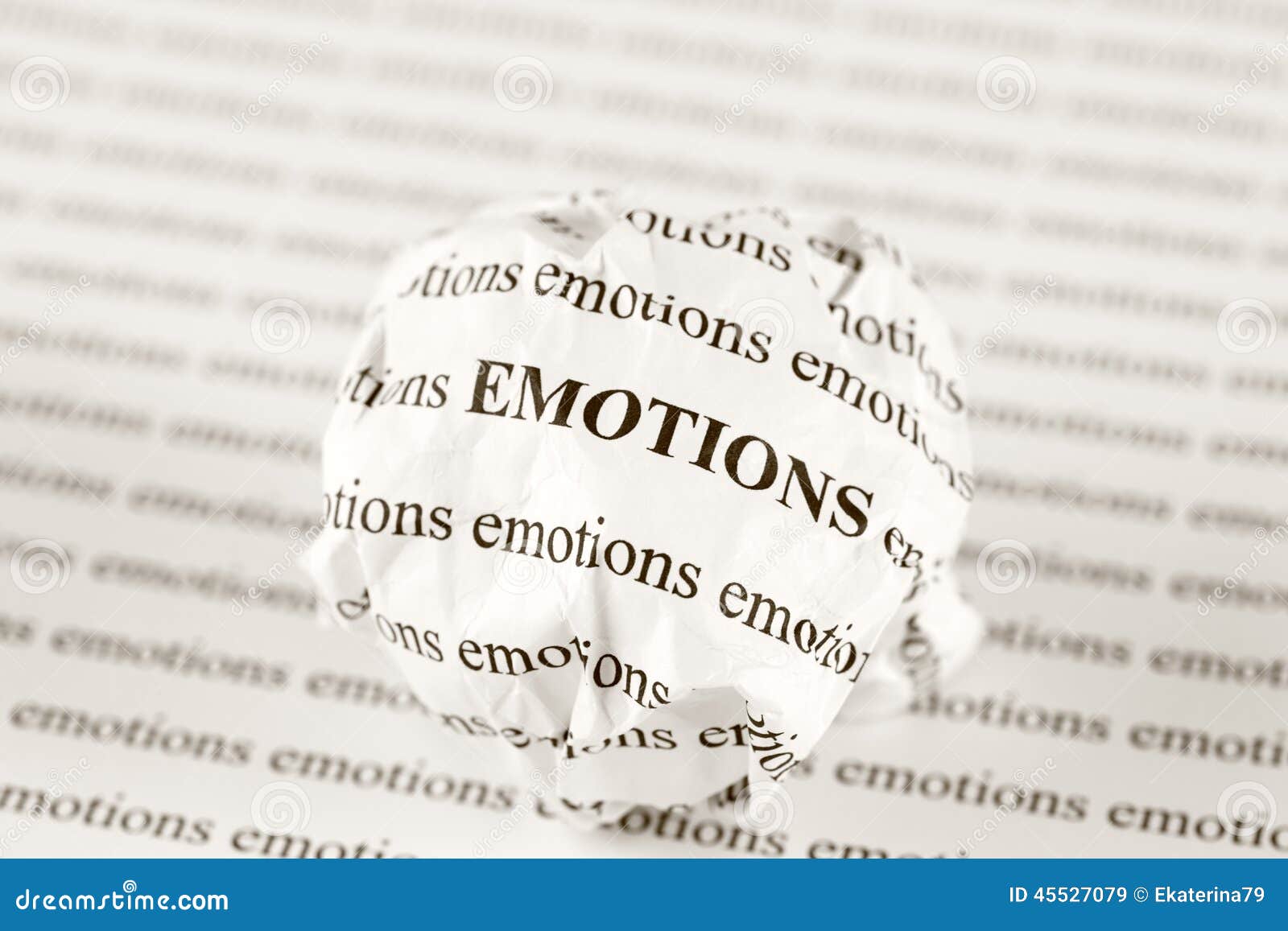 Crumpled Paper Ball with Words Emotions Stock Image - Image of anger ...