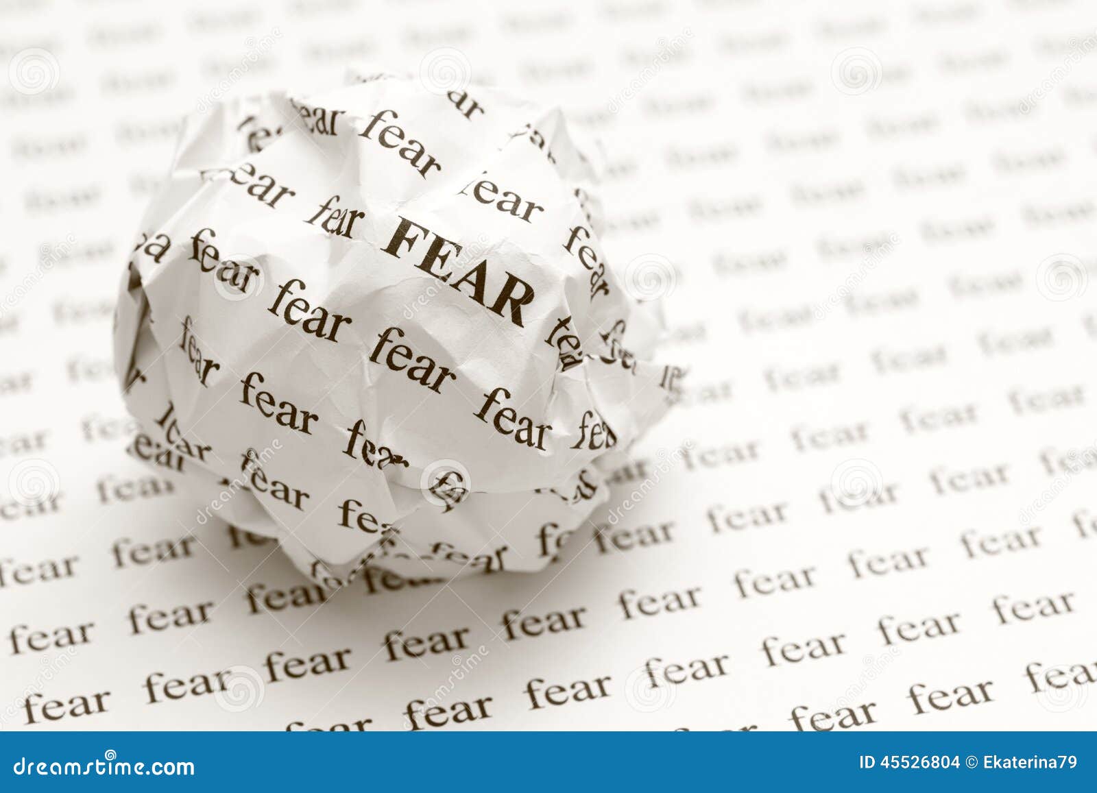 Crumpled Paper Ball with Words Fear Stock Photo - Image of page, ball ...