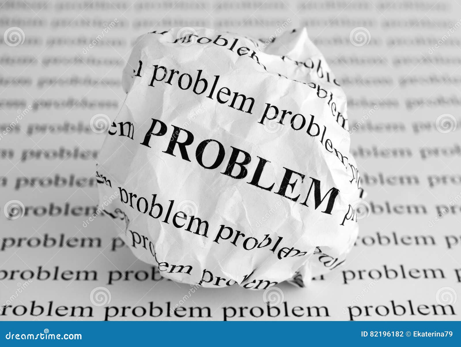 Crumpled Paper Ball with Words Problem Stock Photo - Image of paper ...