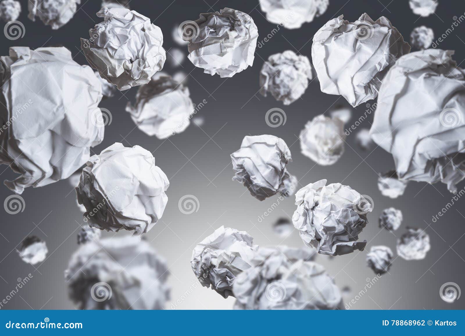 Crumpled Paper Balls Flying Stock Photo - Image of innovation, balls ...