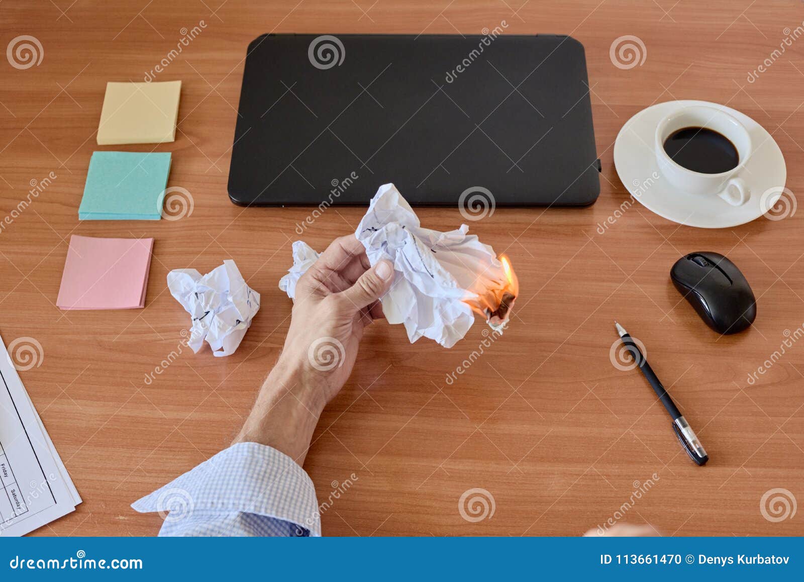 Crumpled paper burning stock photo. Image of fail, angry - 113661470