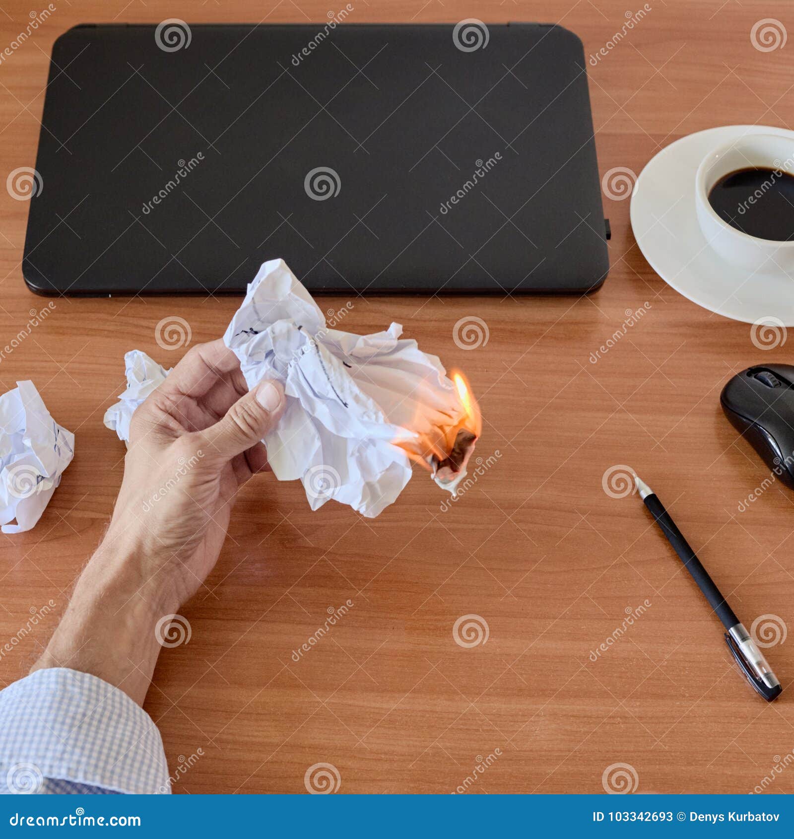 Crumpled paper burning stock image. Image of closeup - 103342693