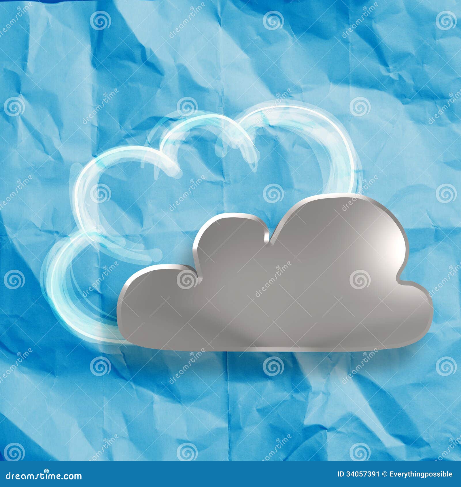 Paper Cloud. Different Clouds On Blue Sky In Origami Design, Cut Paper ...