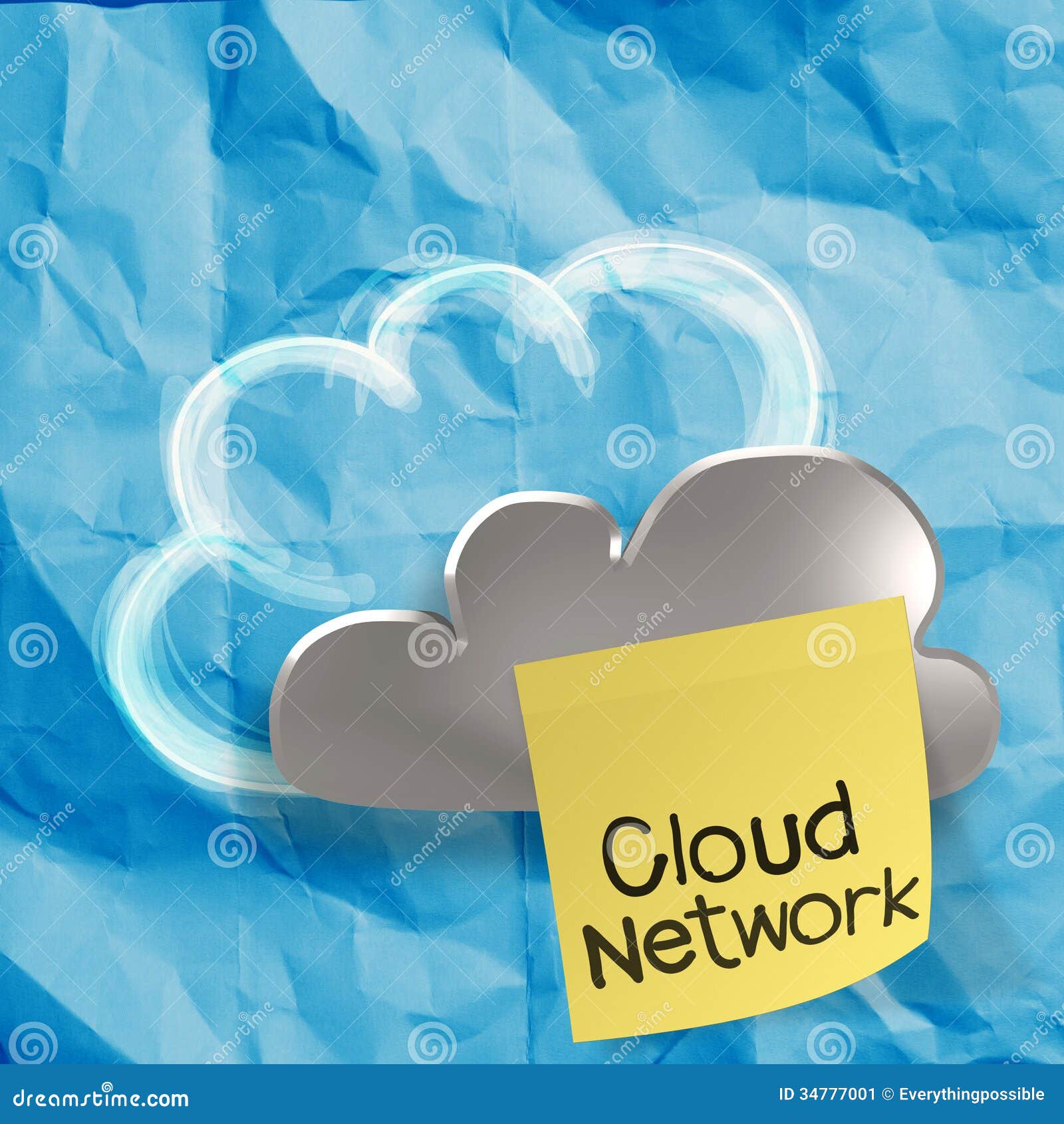 Crumpled Paper Cloud Computing Diagram As Concept Stock Illustration ...