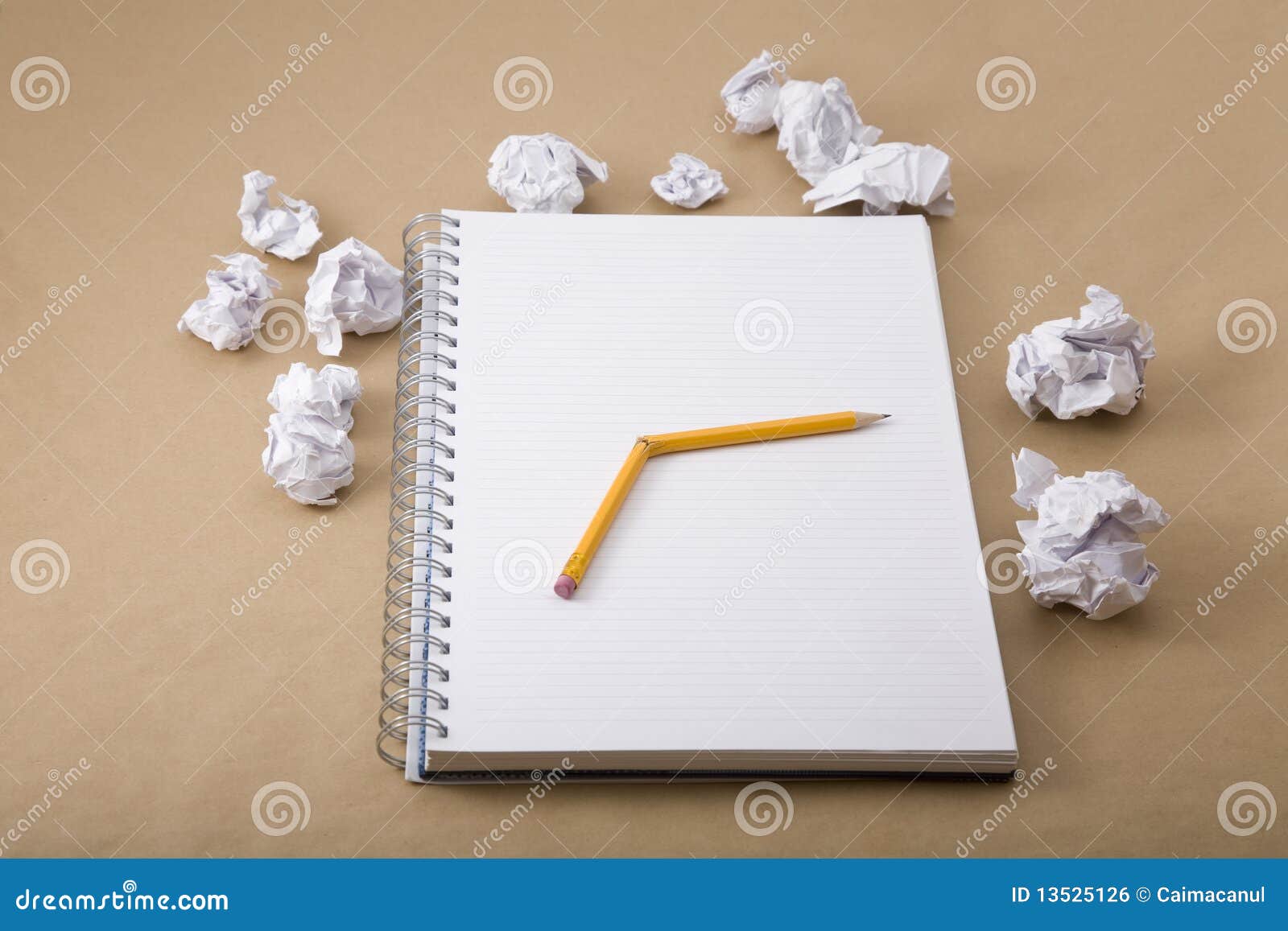 Crumpled Paper and Crushed Yellow Pencil Stock Photo - Image of damaged ...