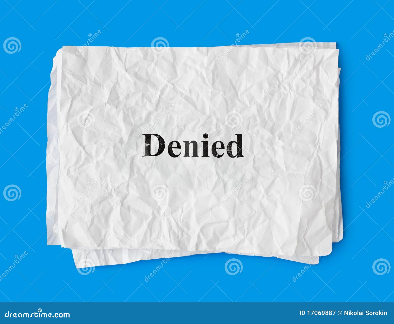 Crumpled paper Denied stock image. Image of letter, decision - 17069887