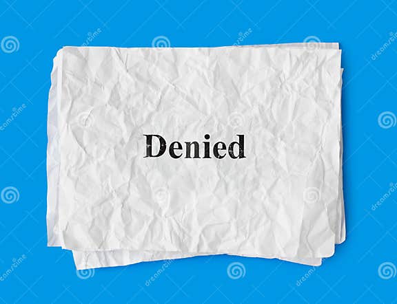 Crumpled paper Denied stock image. Image of letter, decision - 17069887