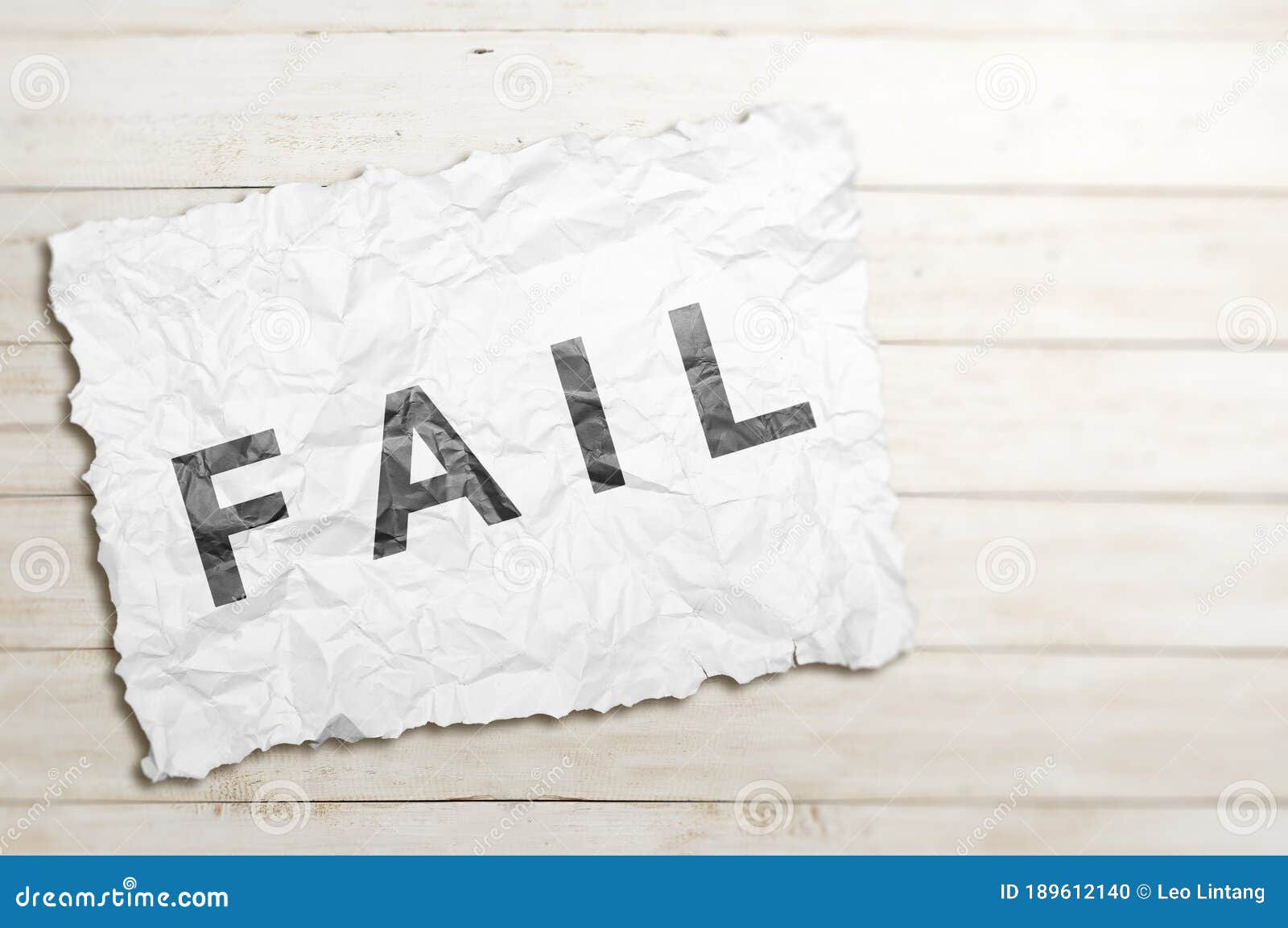 Crumpled Paper with Fail Text Stock Photo - Image of solution ...