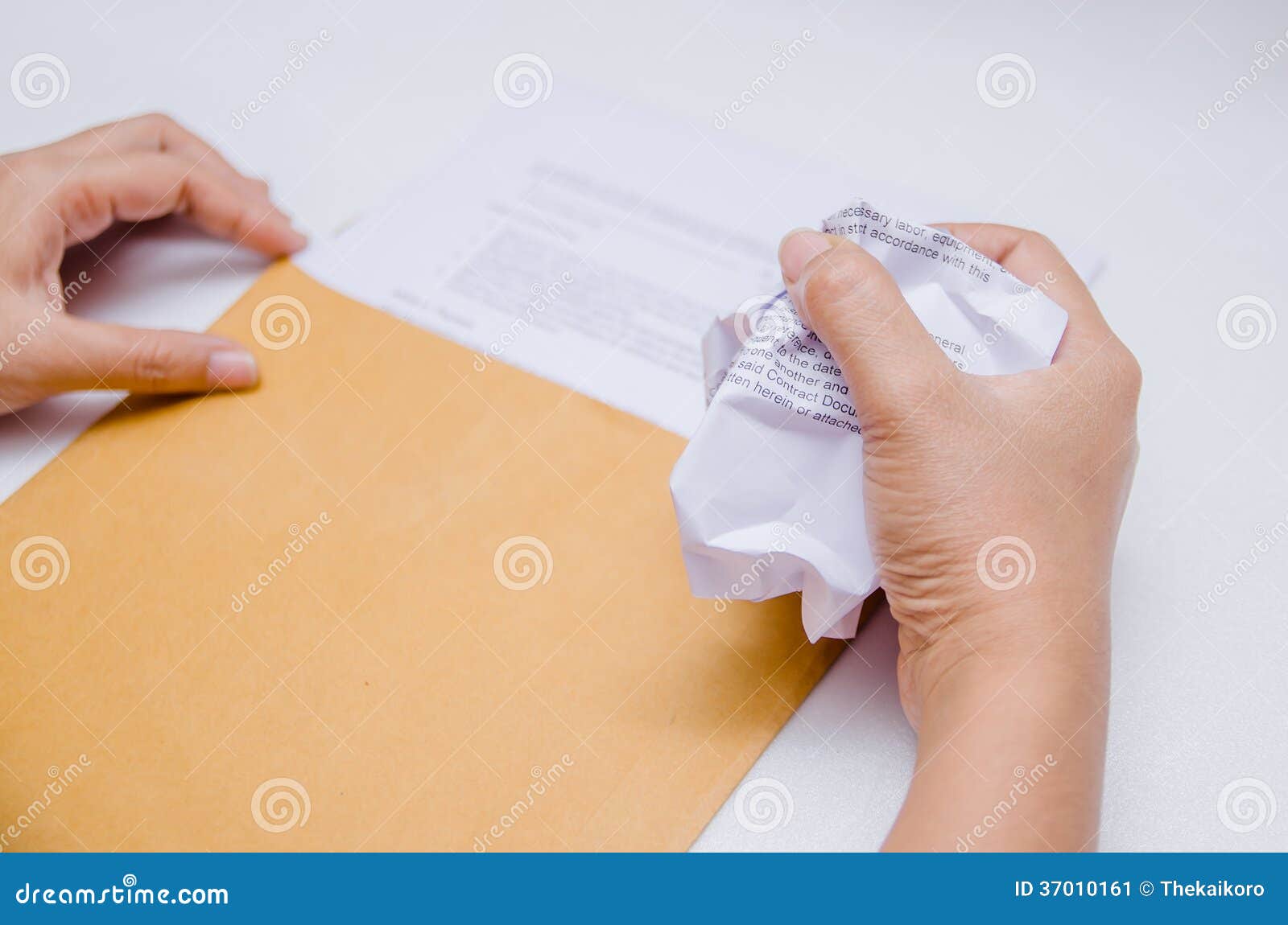 Crumpled paper in hand stock image. Image of letter, author - 37010161