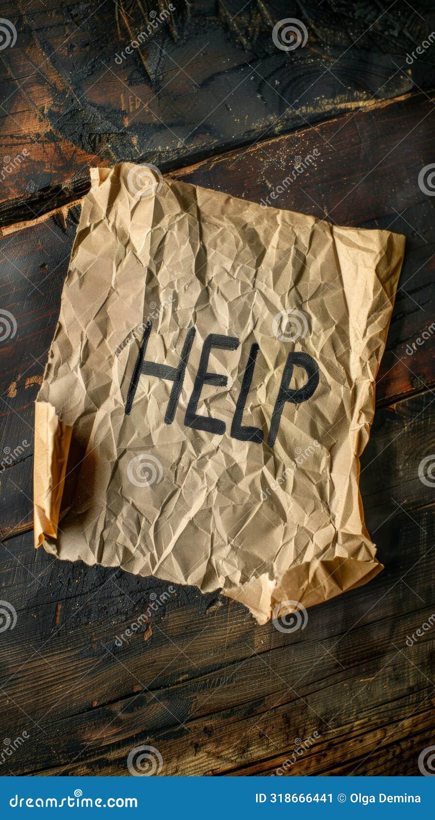 Crumpled Paper with HELP Written on, Symbolizing Calls for Aid in a ...