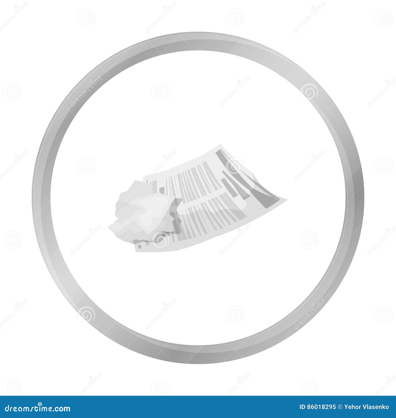 Crumpled Paper Icon Isolated on White. Trash and Garbage Symbol Stock ...