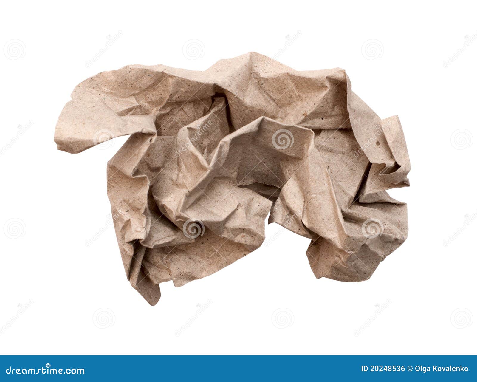 Crumpled Paper Isolated Over White Stock Photo - Image of damaged ...