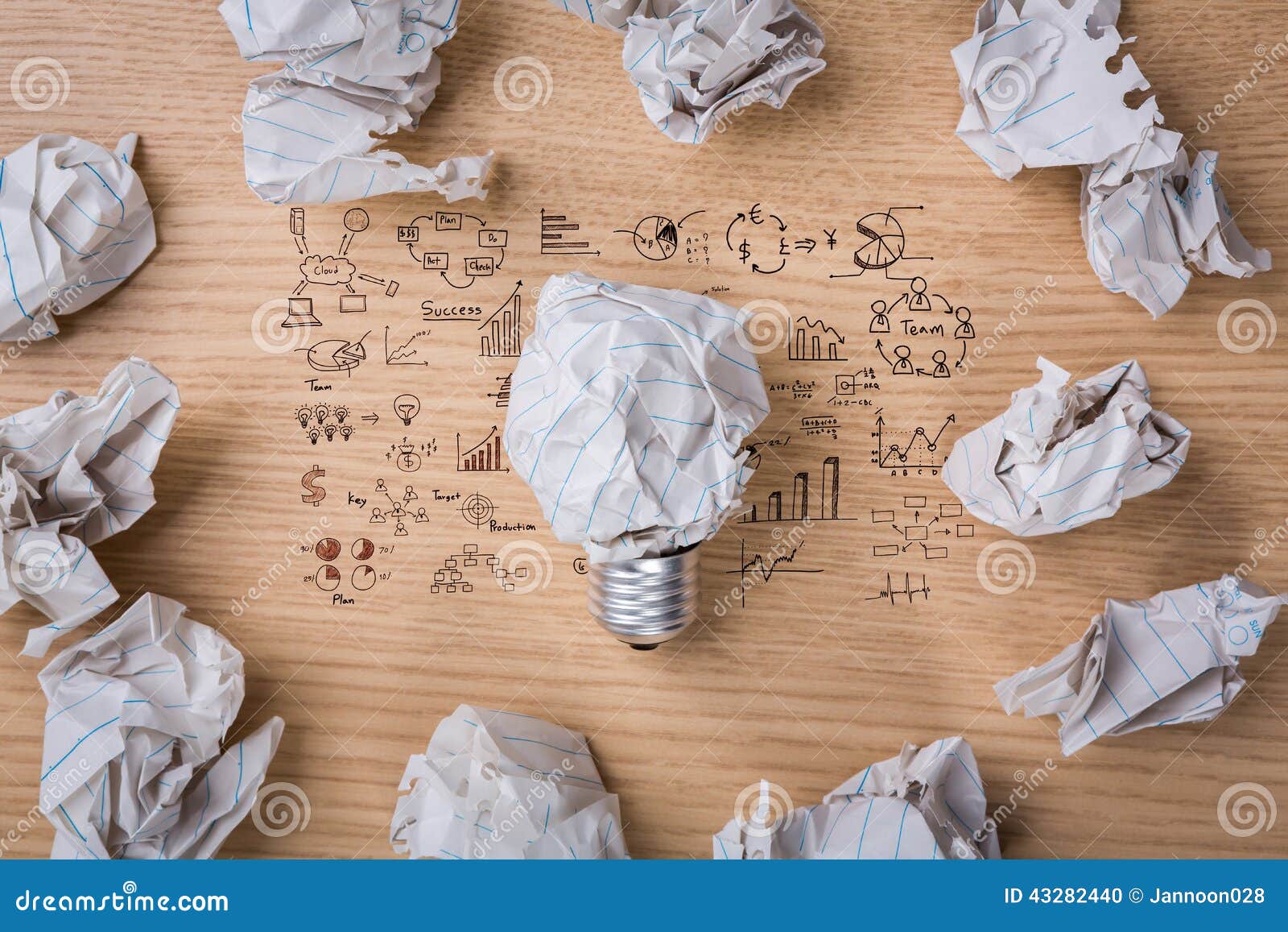 Crumpled paper Light bulb stock photo. Image of education - 43282440