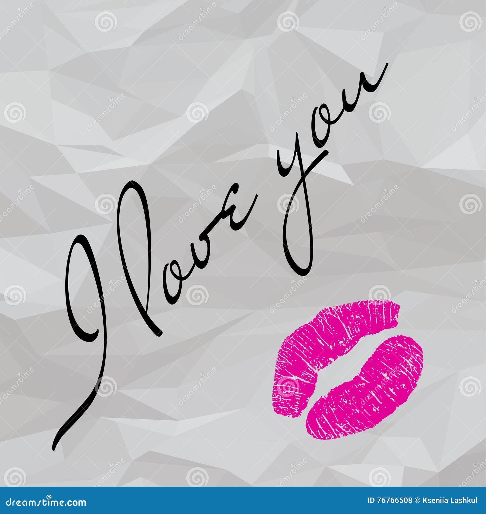 Crumpled paper love note. stock vector. Illustration of lips - 76766508