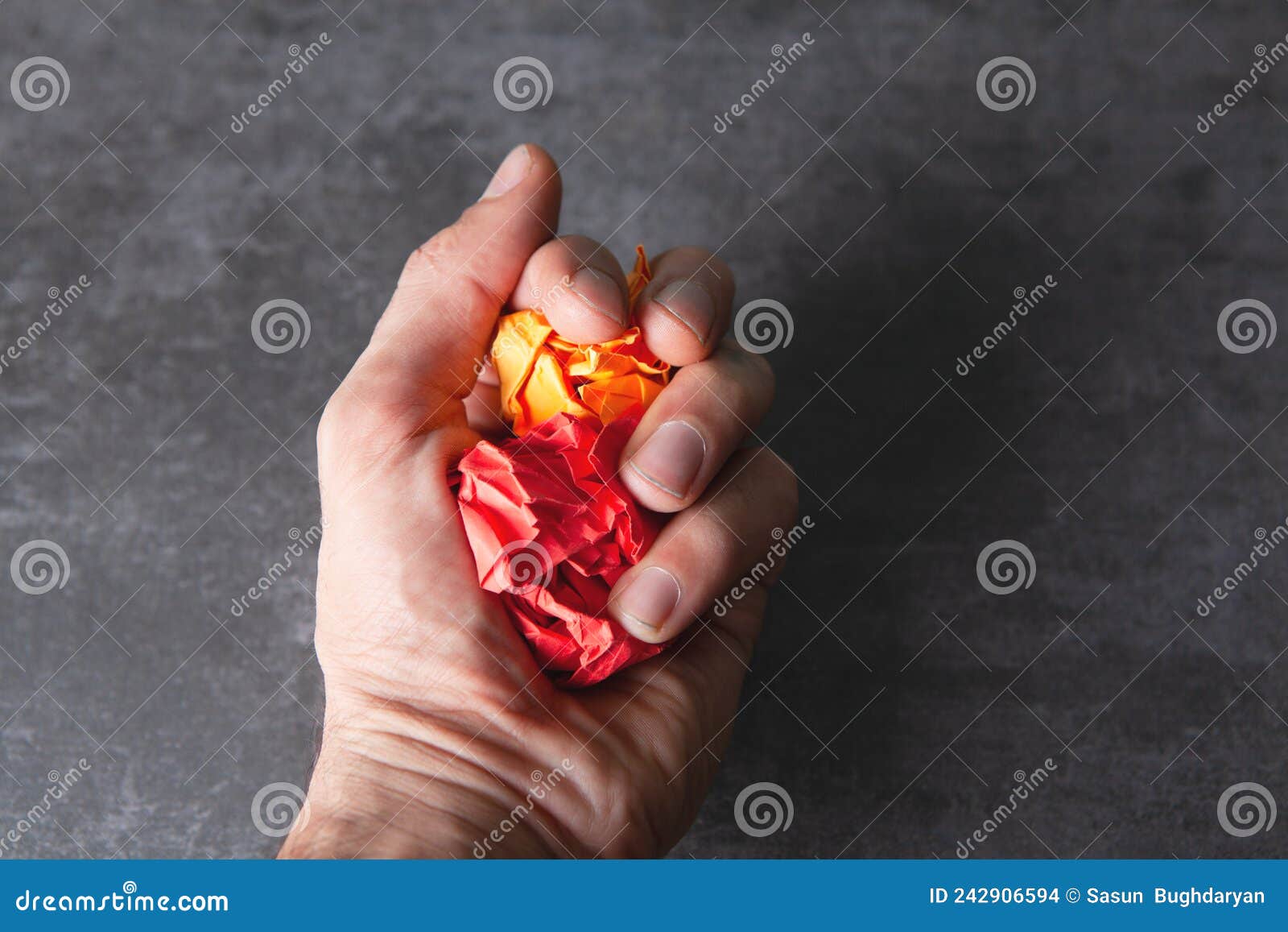 Crumpled Paper in a Man`s Hand Stock Photo - Image of stress, hand ...