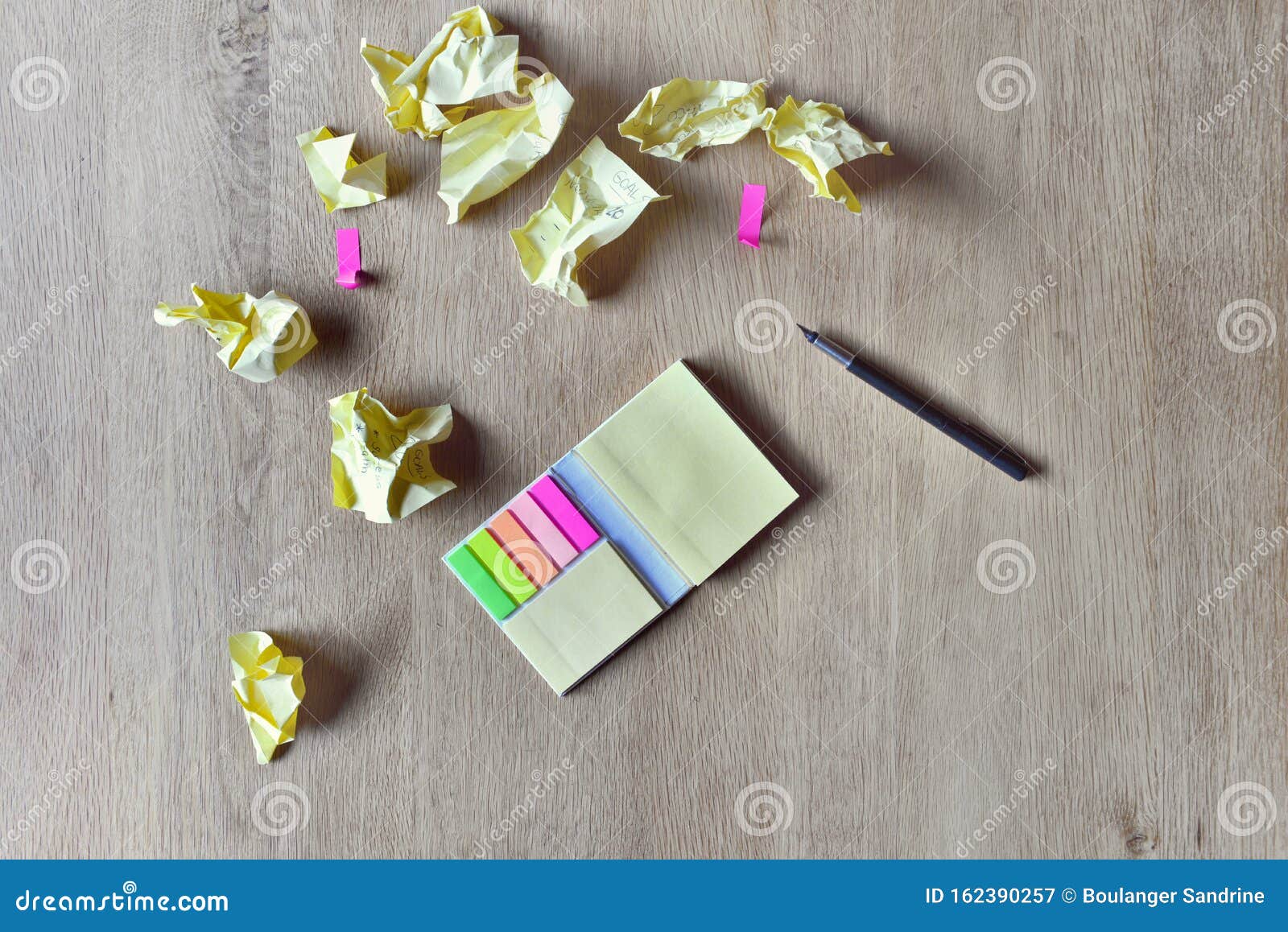 Crumpled Paper and Notepad with a Pen Stock Image - Image of holiday ...