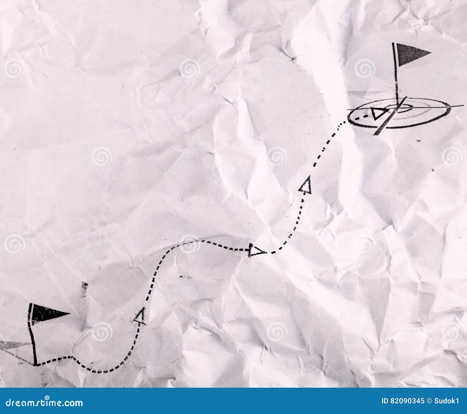 Crumpled Paper with Scheme Way. Stock Illustration - Illustration of ...