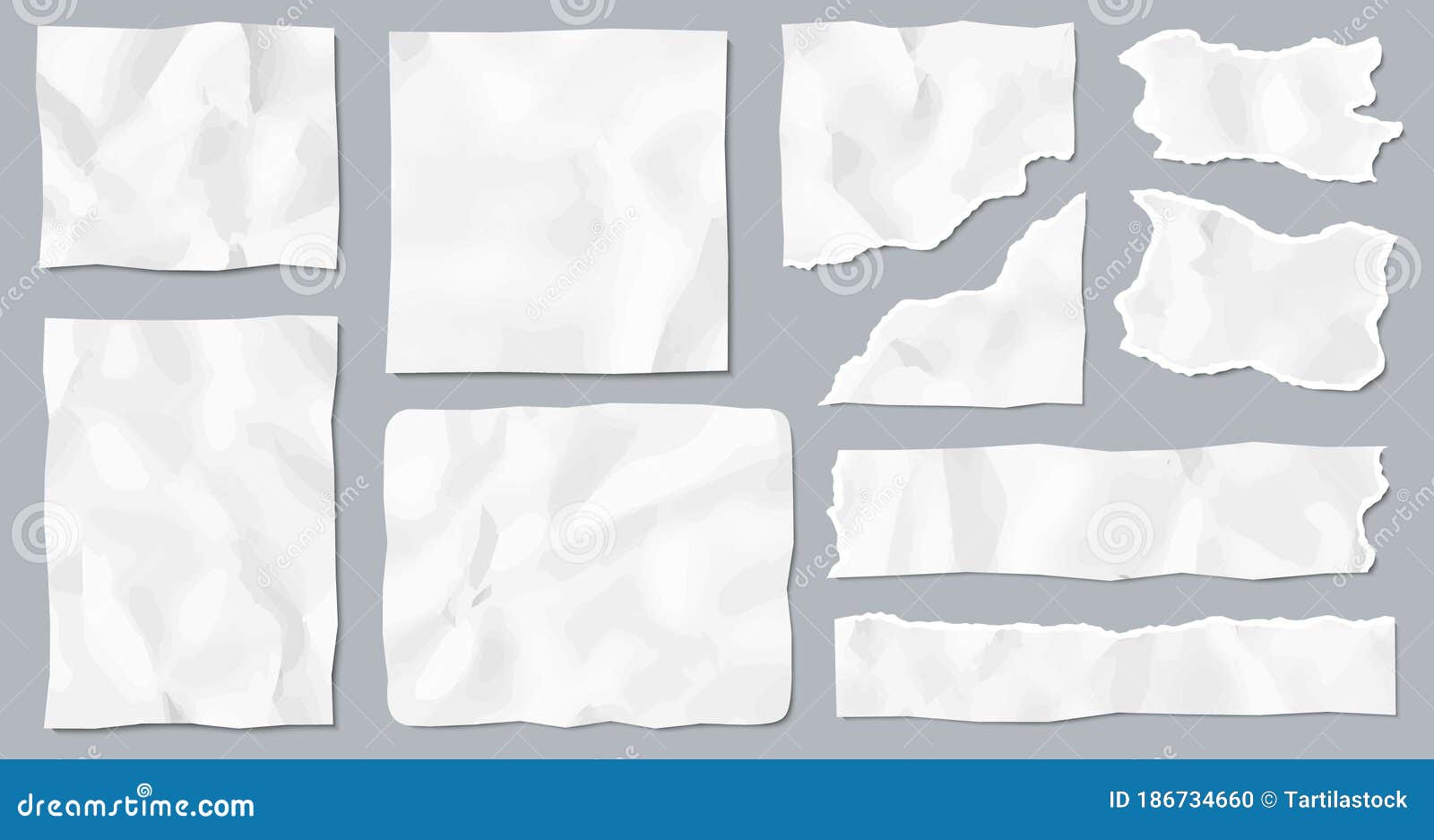 Crumpled Paper Scraps. Ragged Creased Sheet, Blank Or Empty Page ...