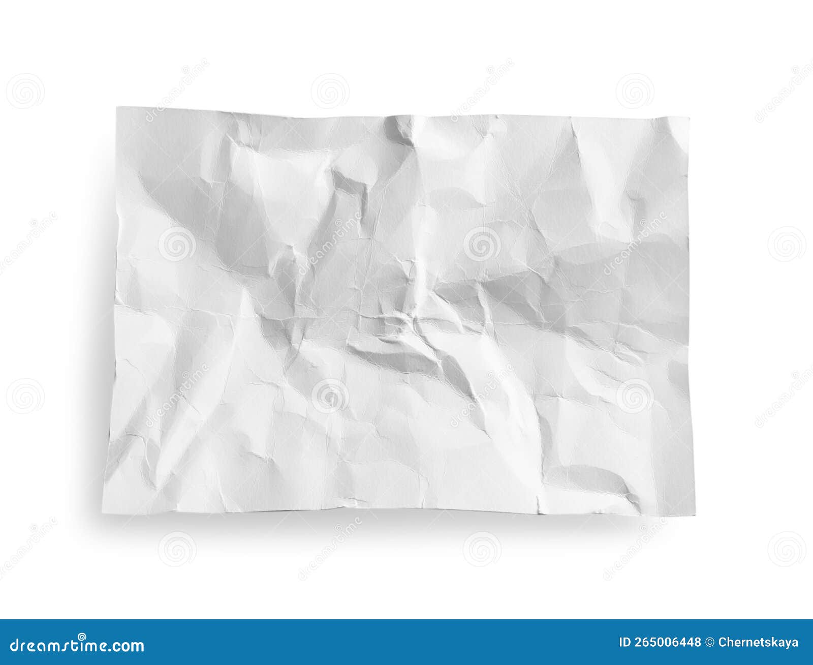 Crumpled Paper Sheet Isolated on White, Top View Stock Photo - Image of ...