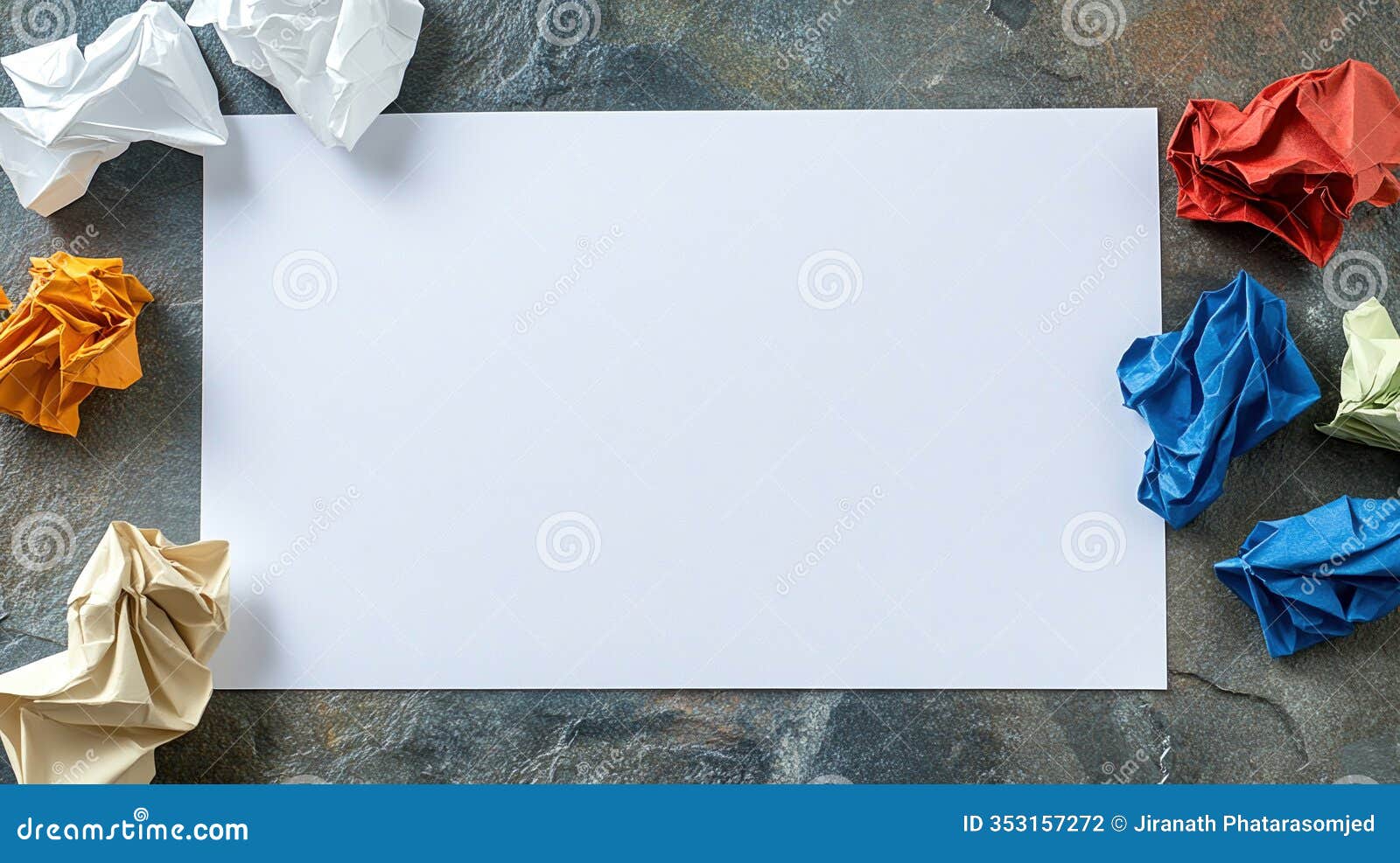 Crumpled Paper Surrounds Blank Sheet on Textured Surface, Inviting ...