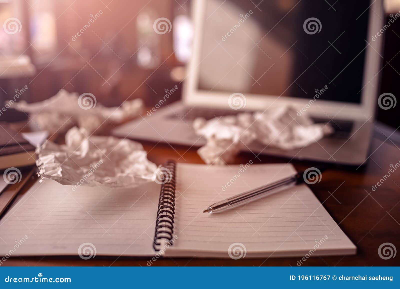 Crumpled Paper on Table. Concept of No Idea Stock Image - Image of ...