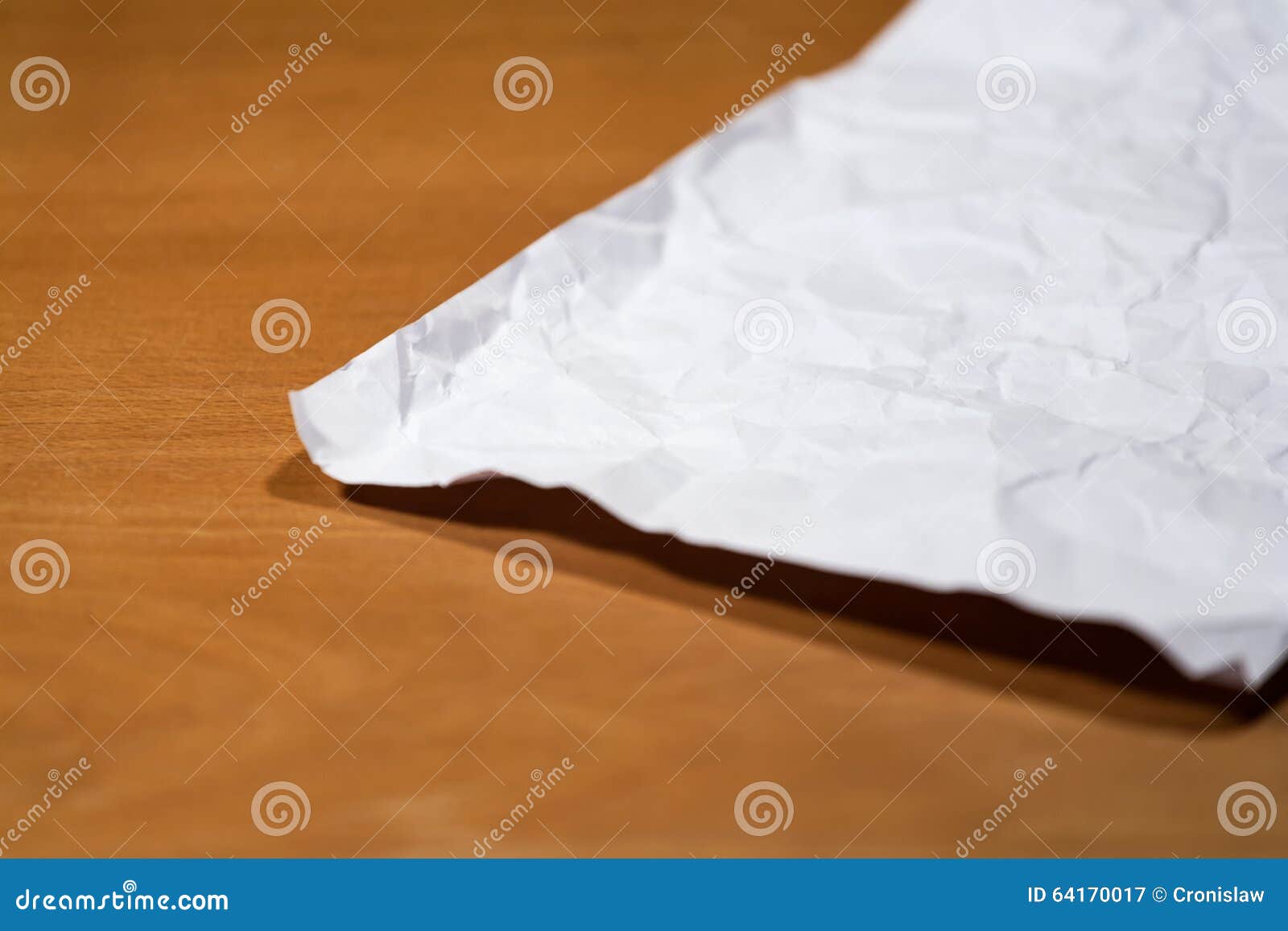 Crumpled paper on a table. stock image. Image of table - 64170017