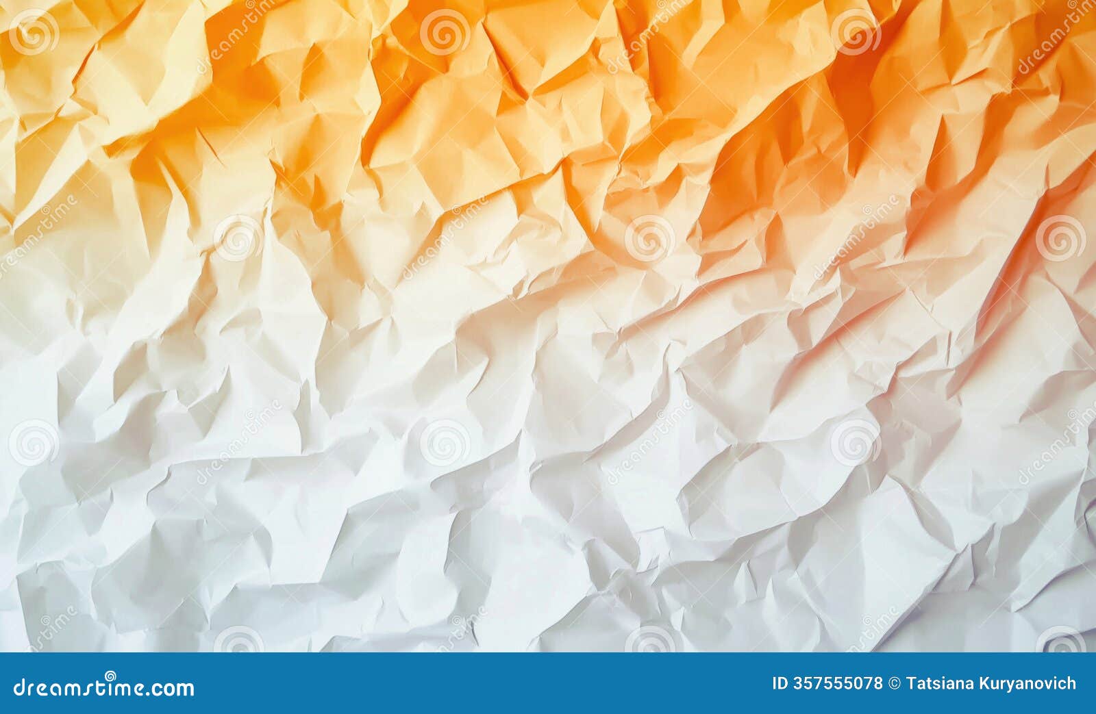 Crumpled Paper Texture with Gradient from Orange To White, Abstract ...
