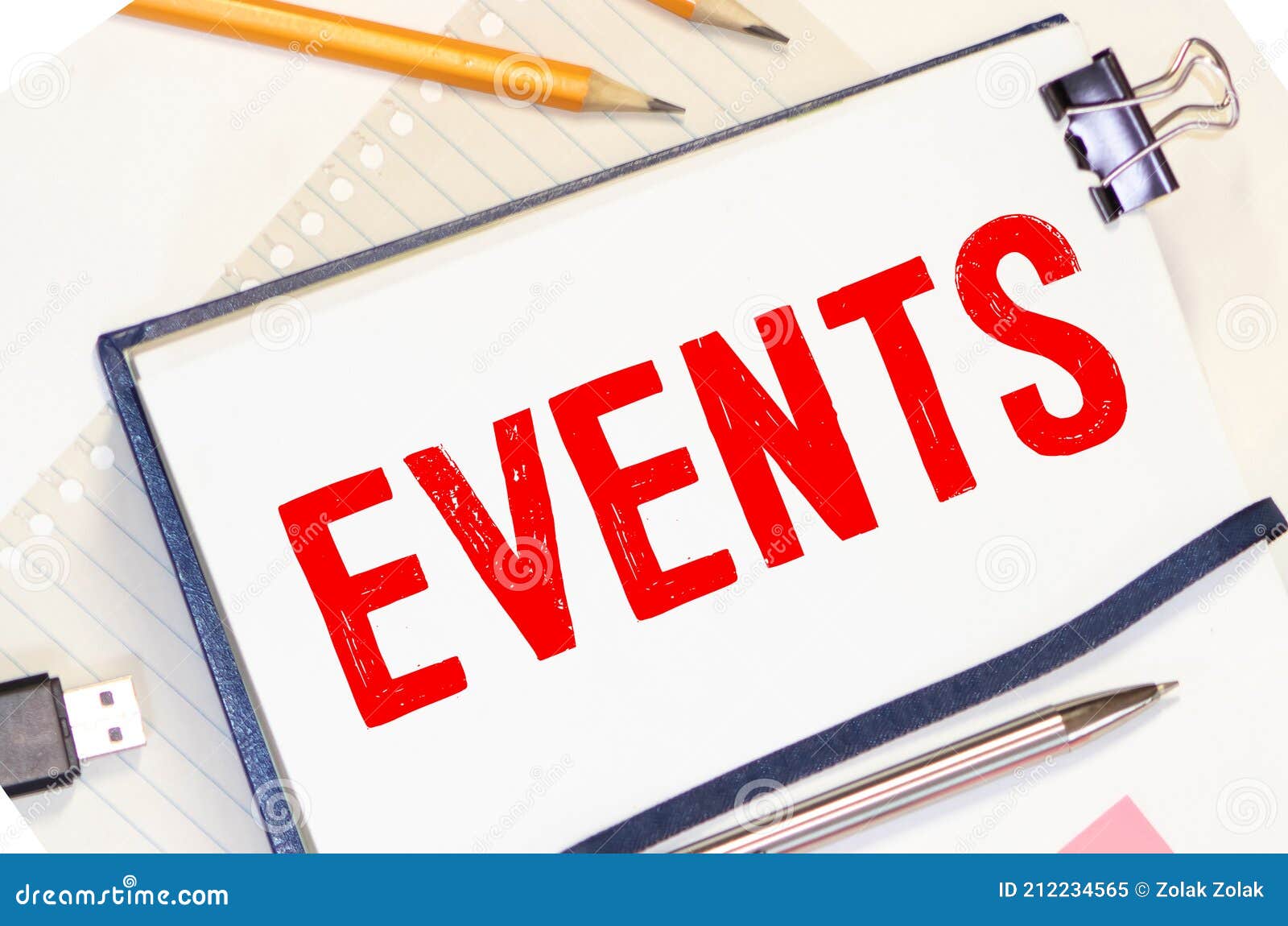 Crumpled Paper Texture with Word Events Written on Paper Stock Image ...