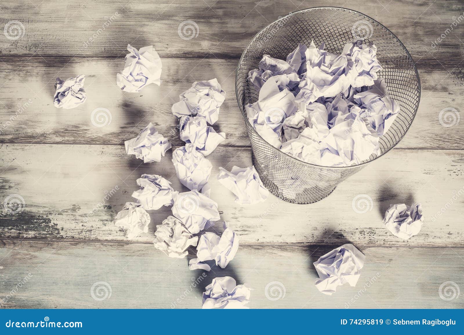 Crumpled Paper in the Trash Can Stock Image - Image of heap, crumpled ...