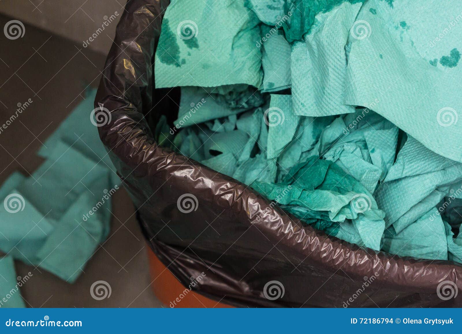 Crumpled Paper in the Trash Can Stock Photo - Image of restroom ...