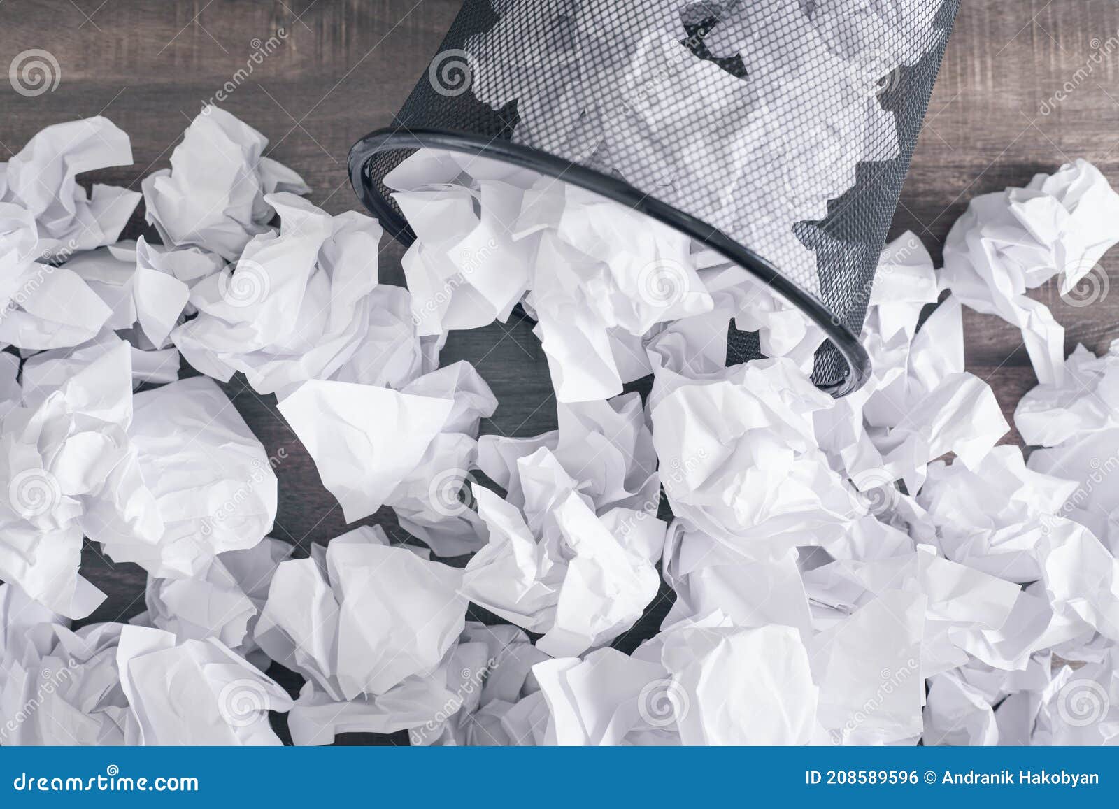 Crumpled Papers in the Trash Can Stock Photo - Image of waste, heap ...