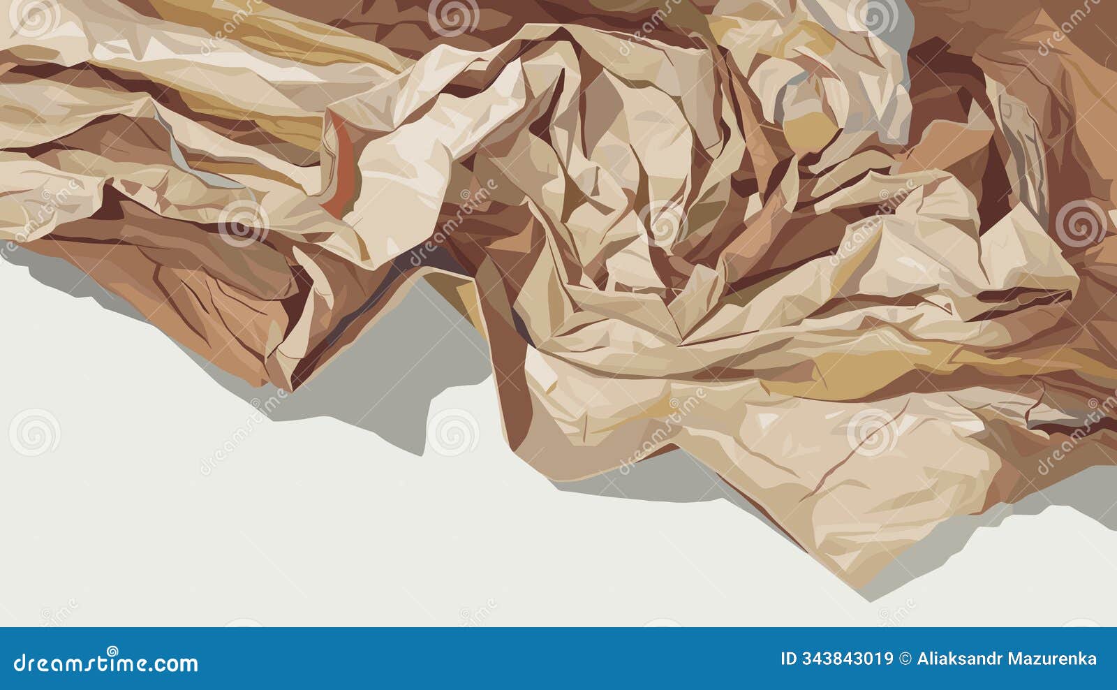 Crumpled Parchment Paper Creating Textured Pattern on White Background ...