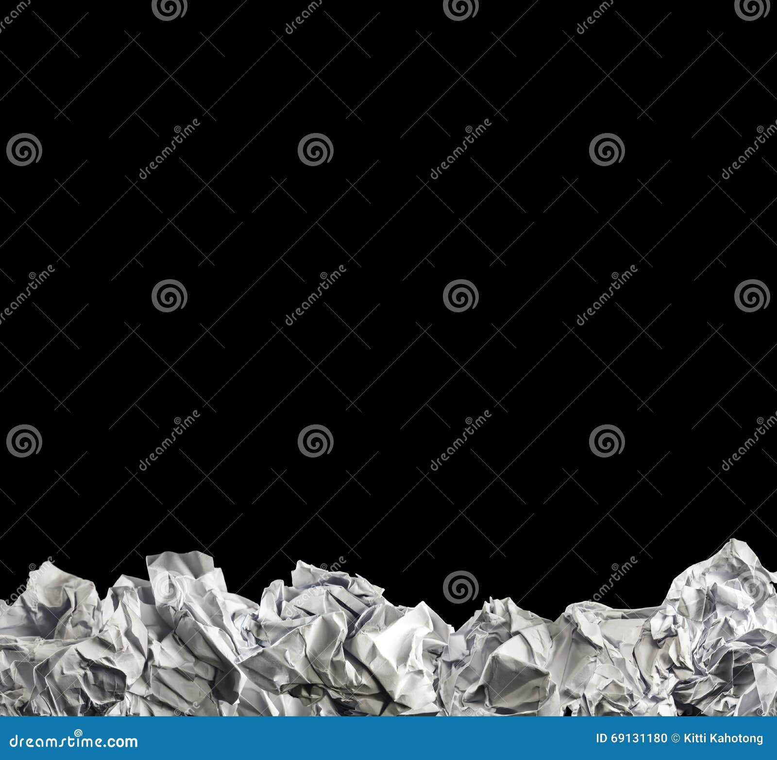 Crumpled Pieces of Paper Isolated on Black Background Stock Photo ...