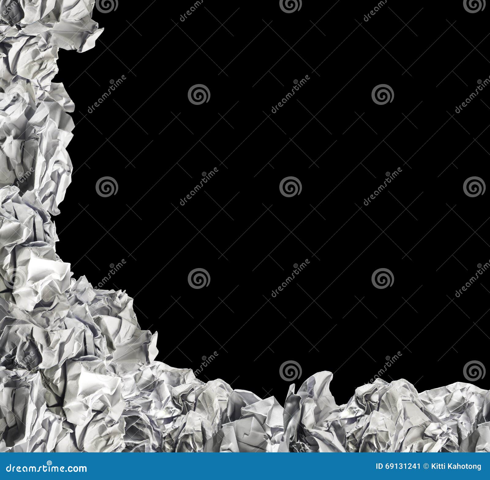 Crumpled Pieces of Paper Isolated on Black Background Stock Image ...