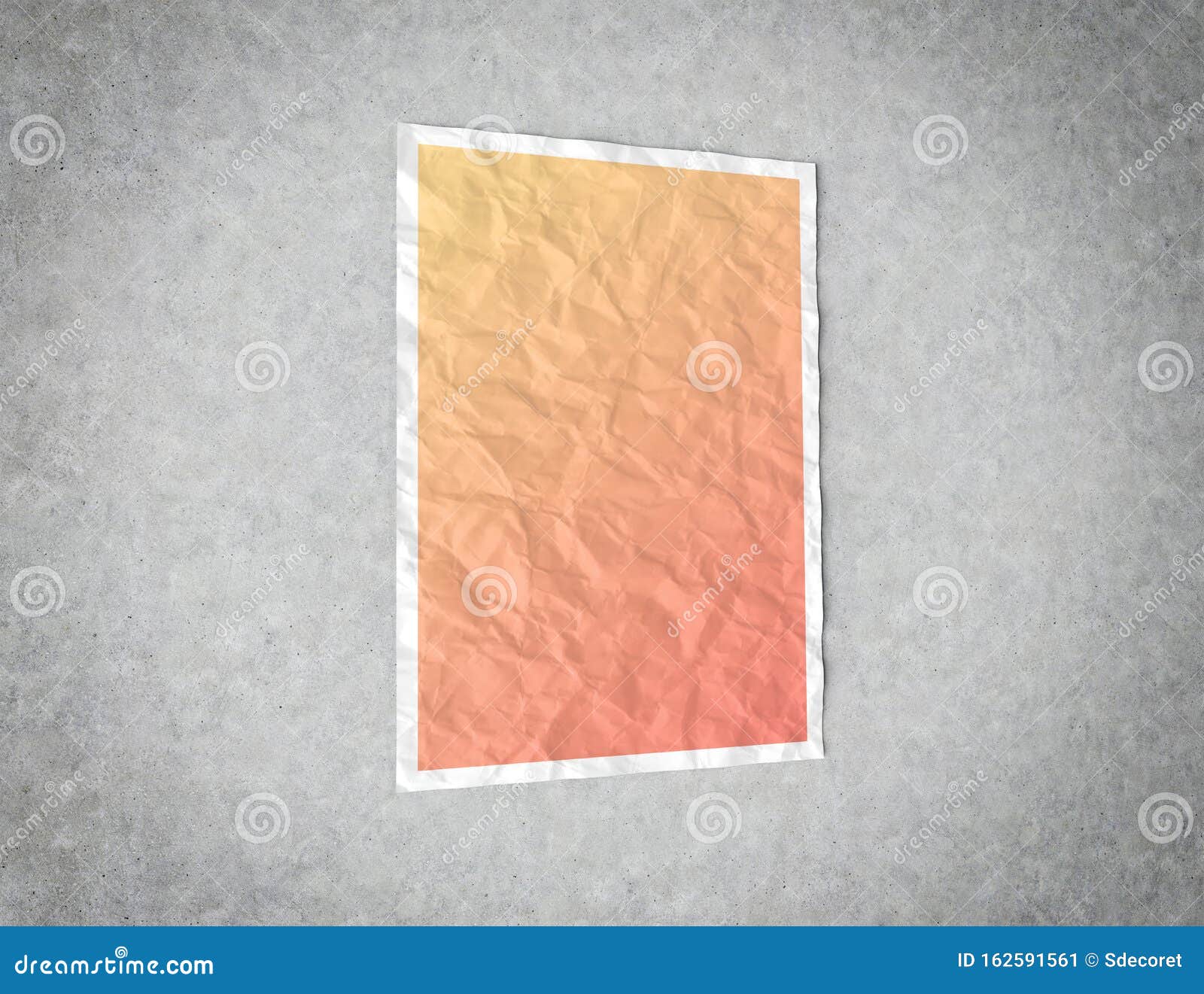 Crumpled Poster Isolated on Concrete Background Mockup 3D Rendering ...