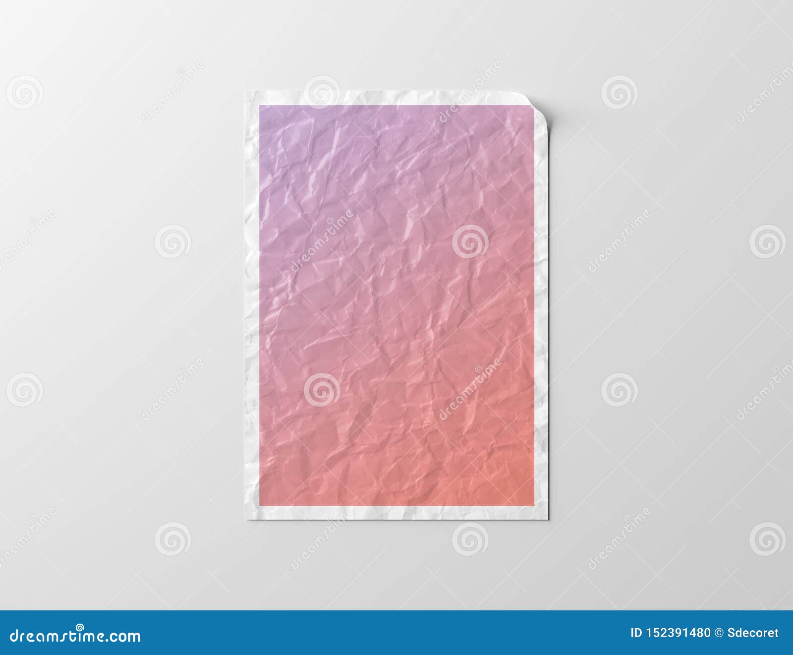 Crumpled Poster Isolated on White Background Mockup 3D Rendering Stock ...