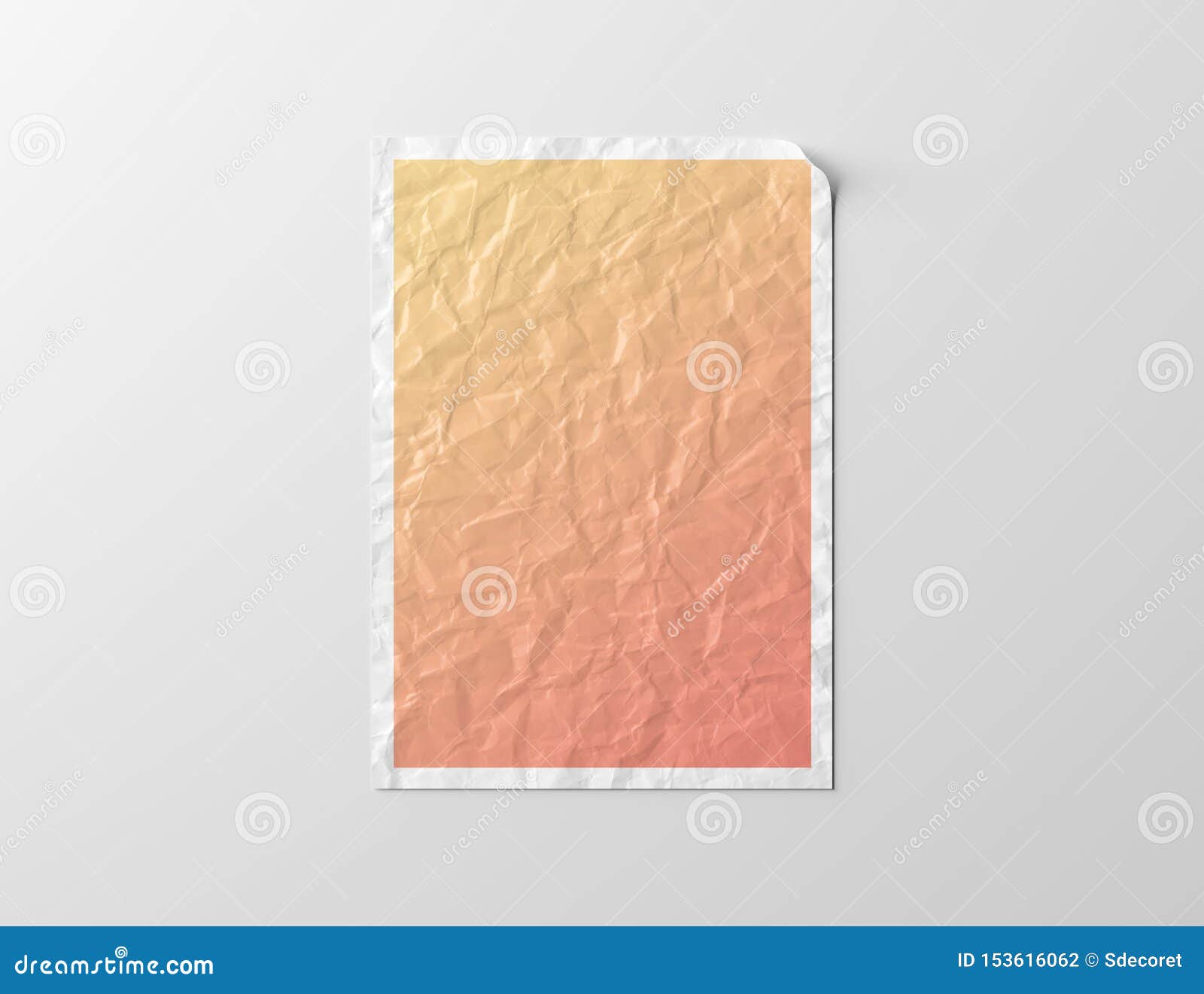 Crumpled Poster Isolated on White Background Mockup 3D Rendering Stock ...